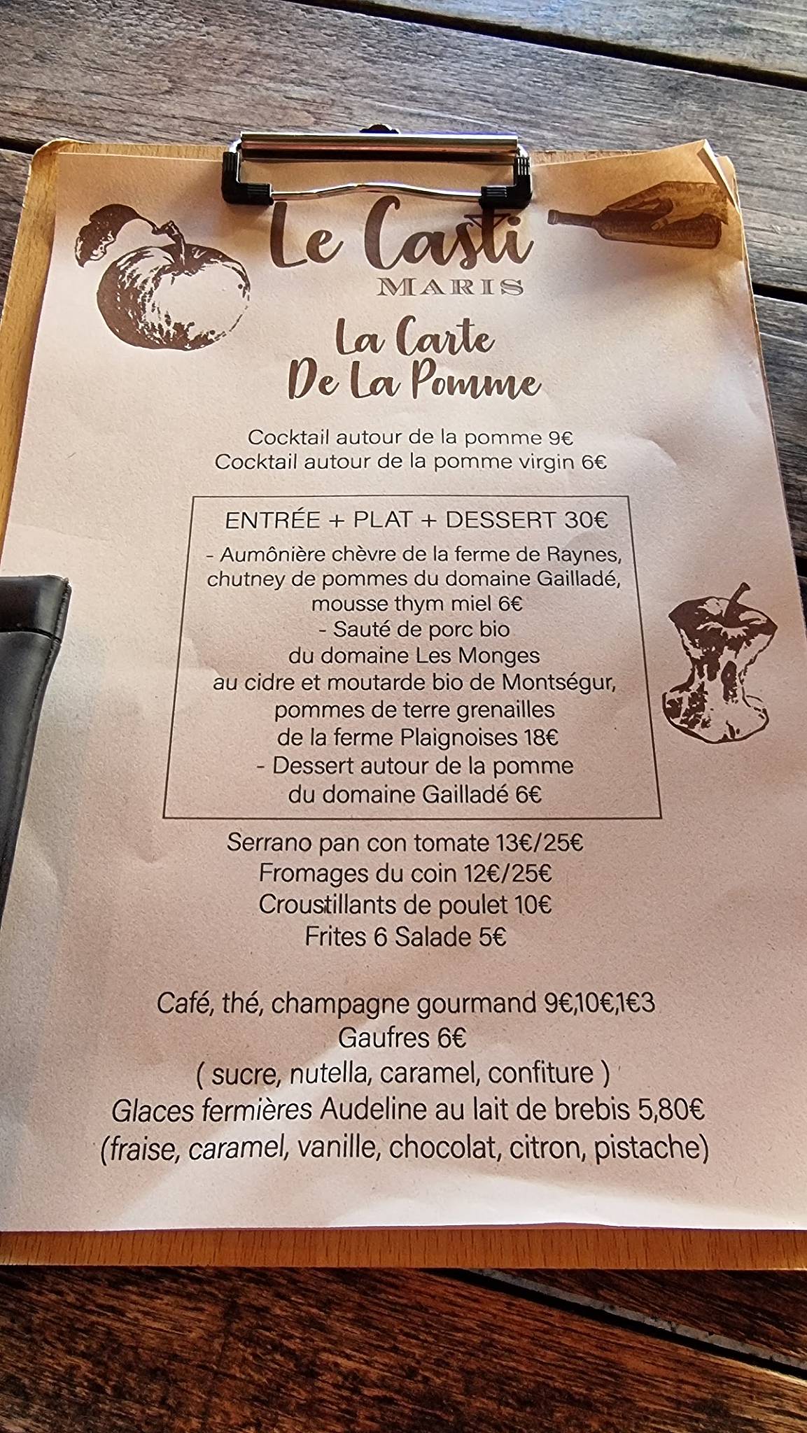 Menu au Café Castignolles, Mirepoix
