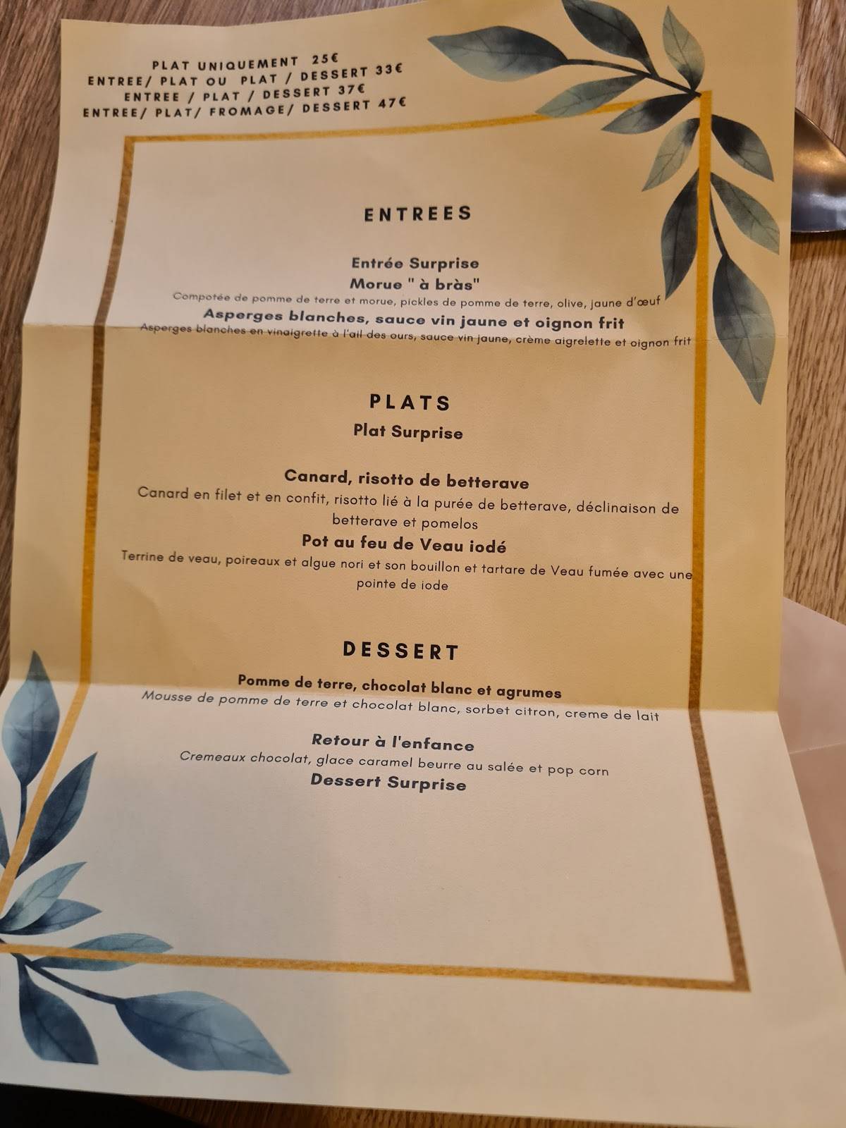 Menu au Le Complice restaurant, Saint-Brieuc