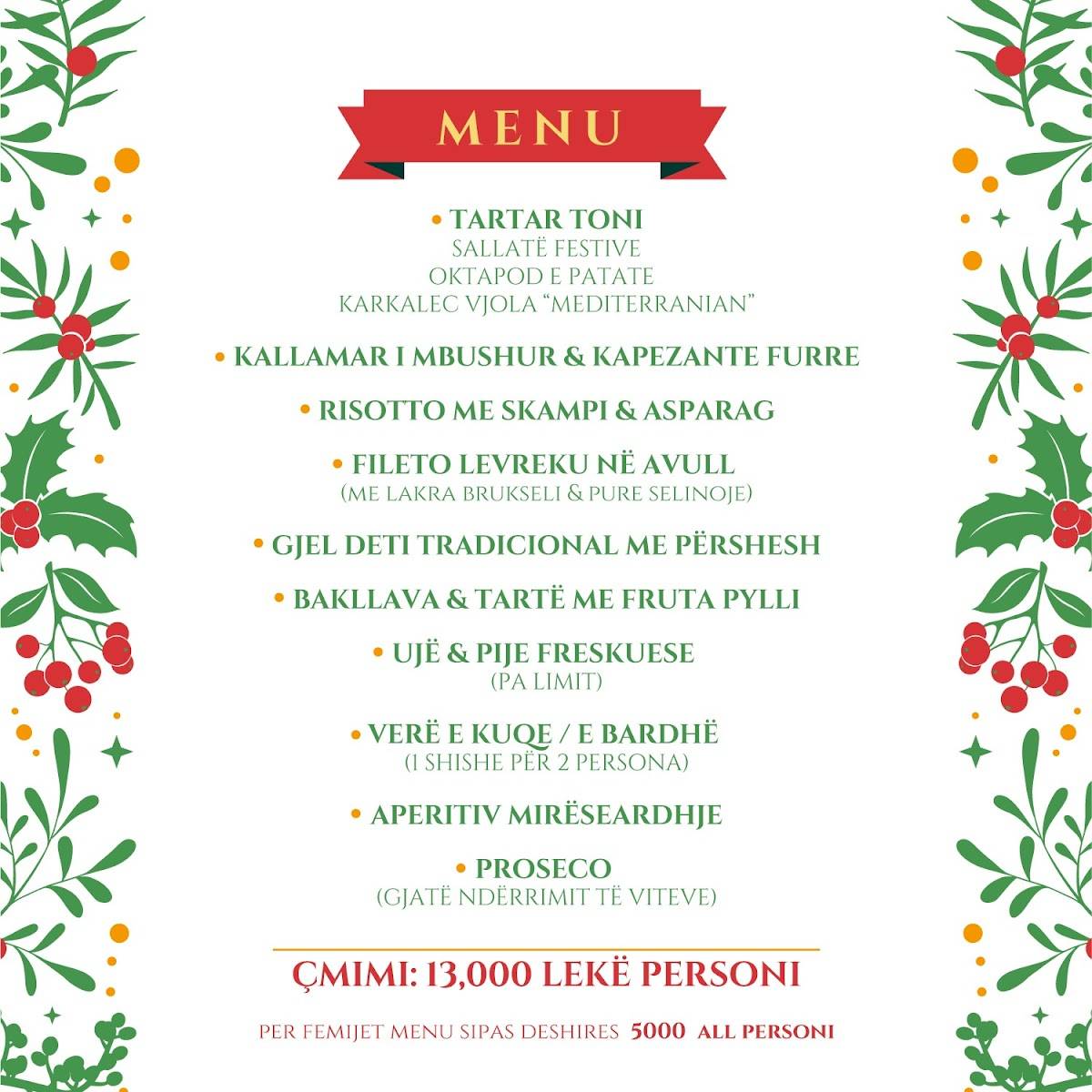 Menu at Le Gabriel Restaurant, Tirana