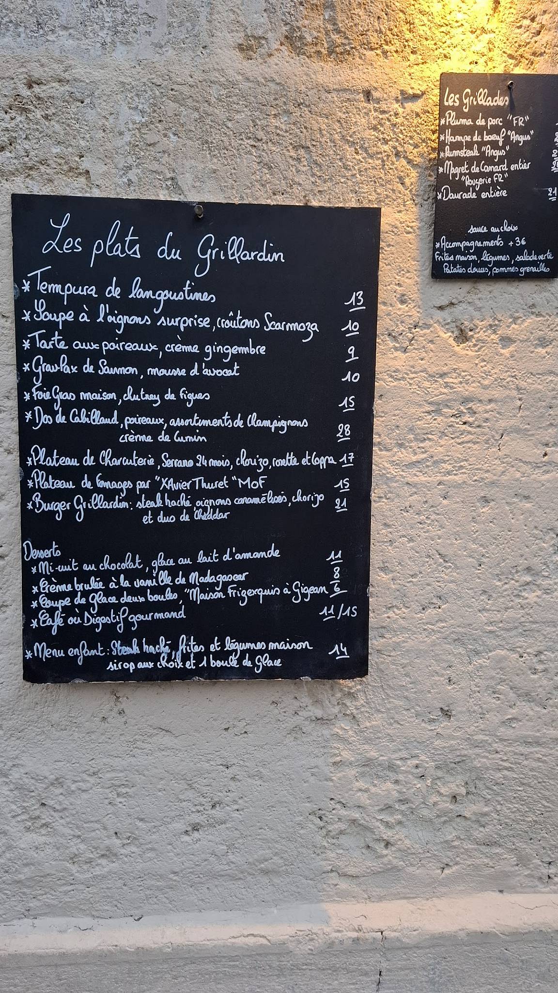 Menu au Le Grillardin restaurant, Montpellier