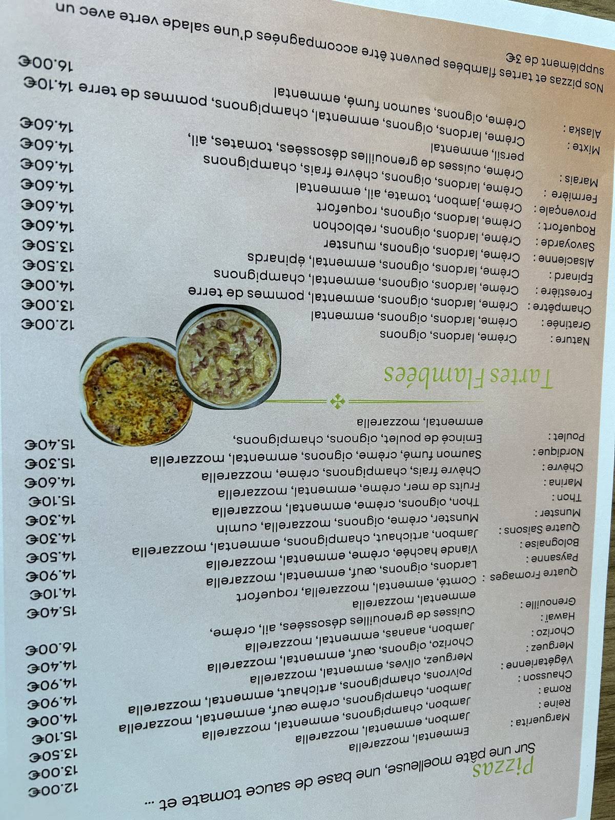 Carta del restaurante Le Palais Gourmand, Colmar