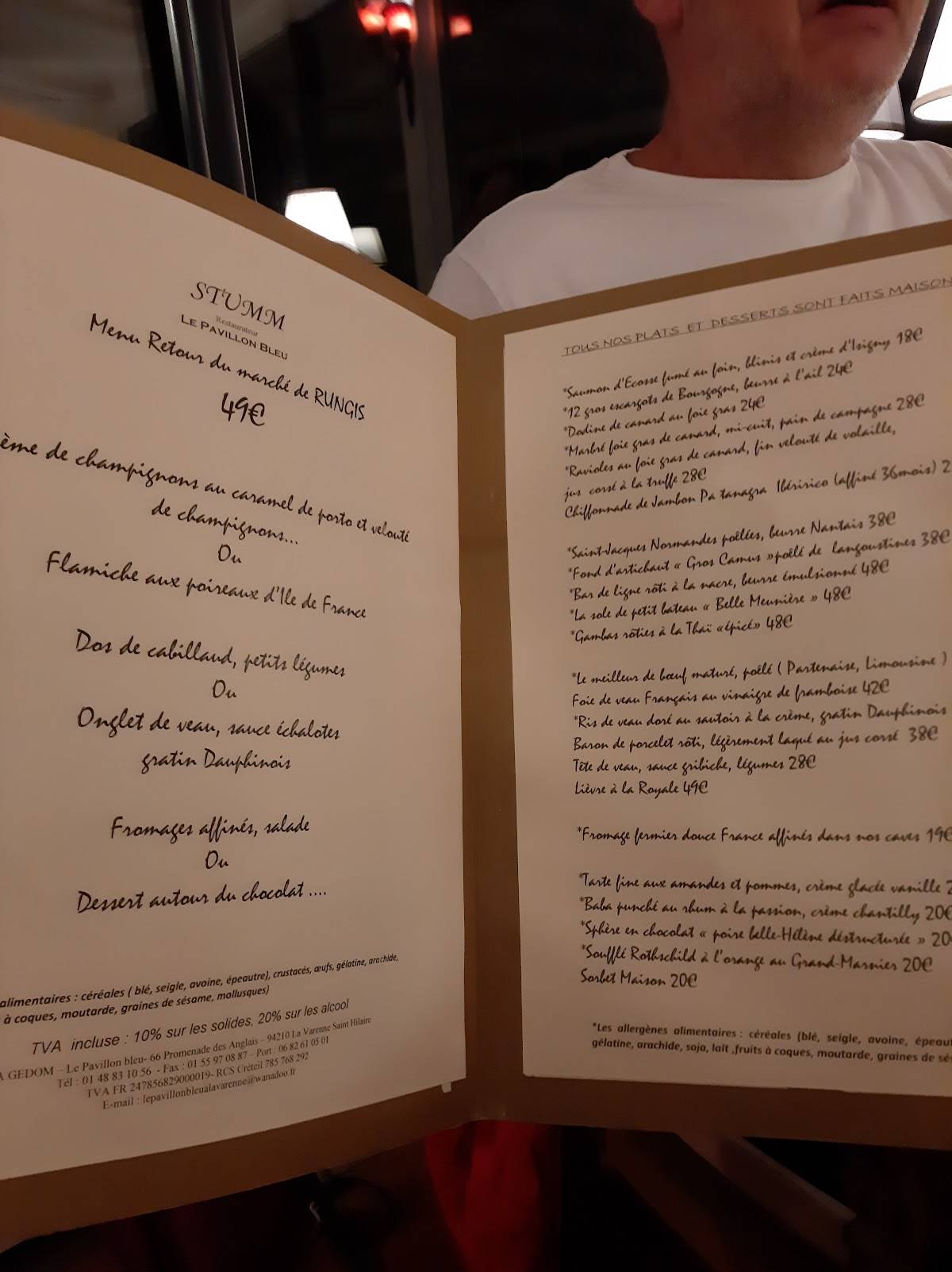 Menu au Le Pavillon Bleu restaurant, Saint-Maur-des-Fossés, 66 Prom ...