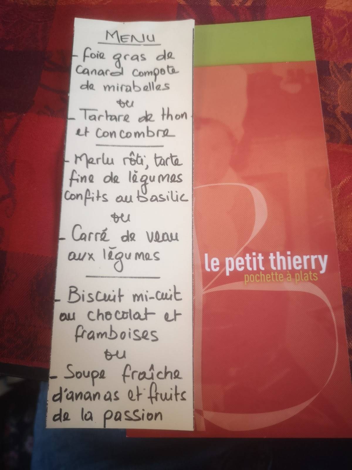 Menu au Le Petit Thierry restaurant, Sarreguemines