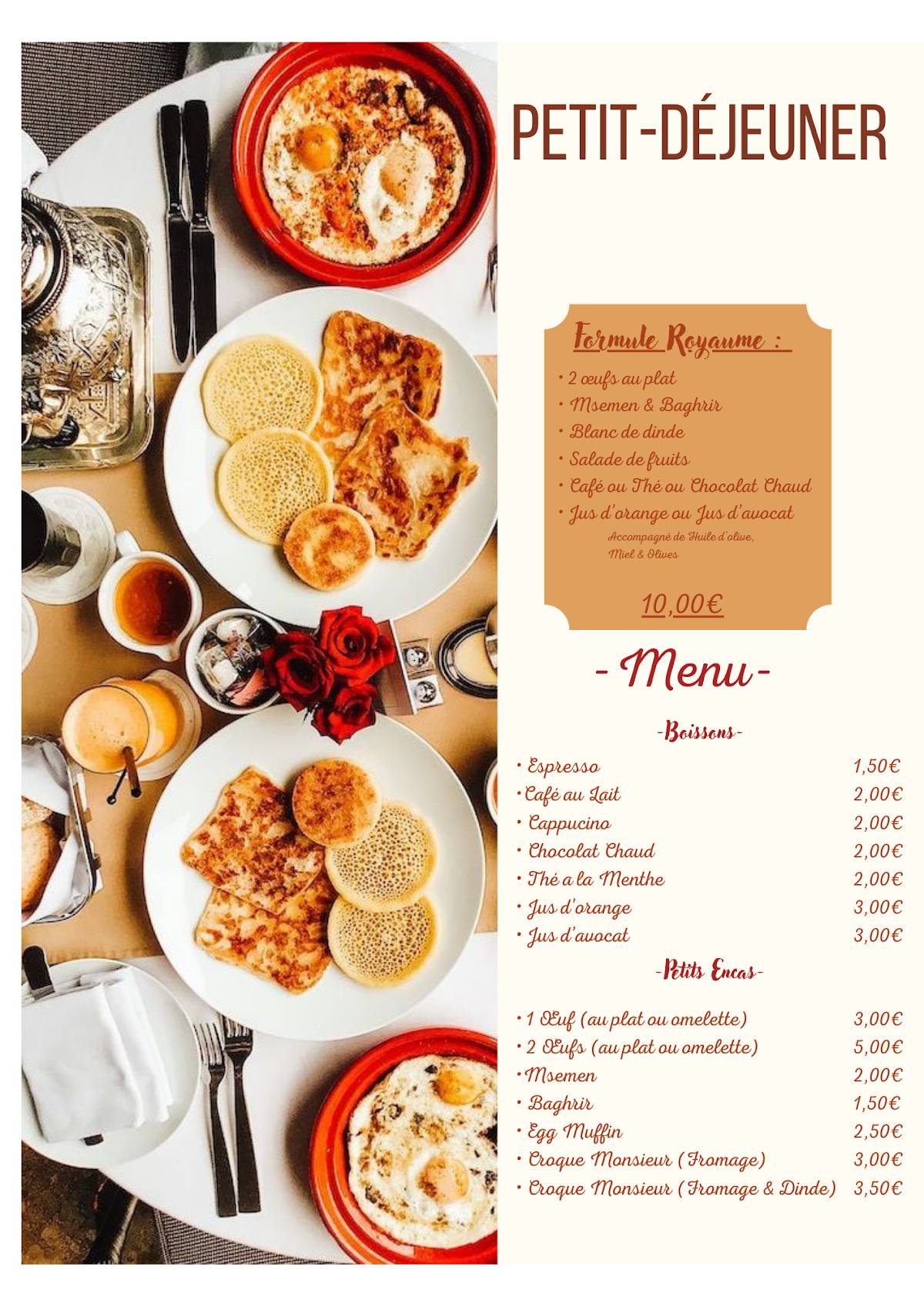 Menu au Le Royaume restaurant, Forbach