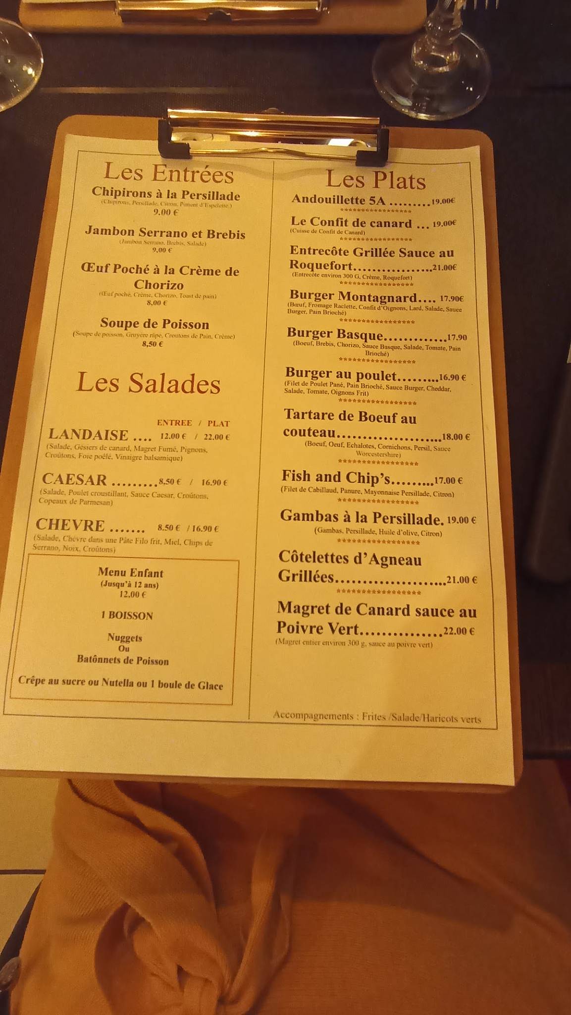 Menu au LE TRINQUET restaurant, Cestas, 28 Chem. des Boutiques
