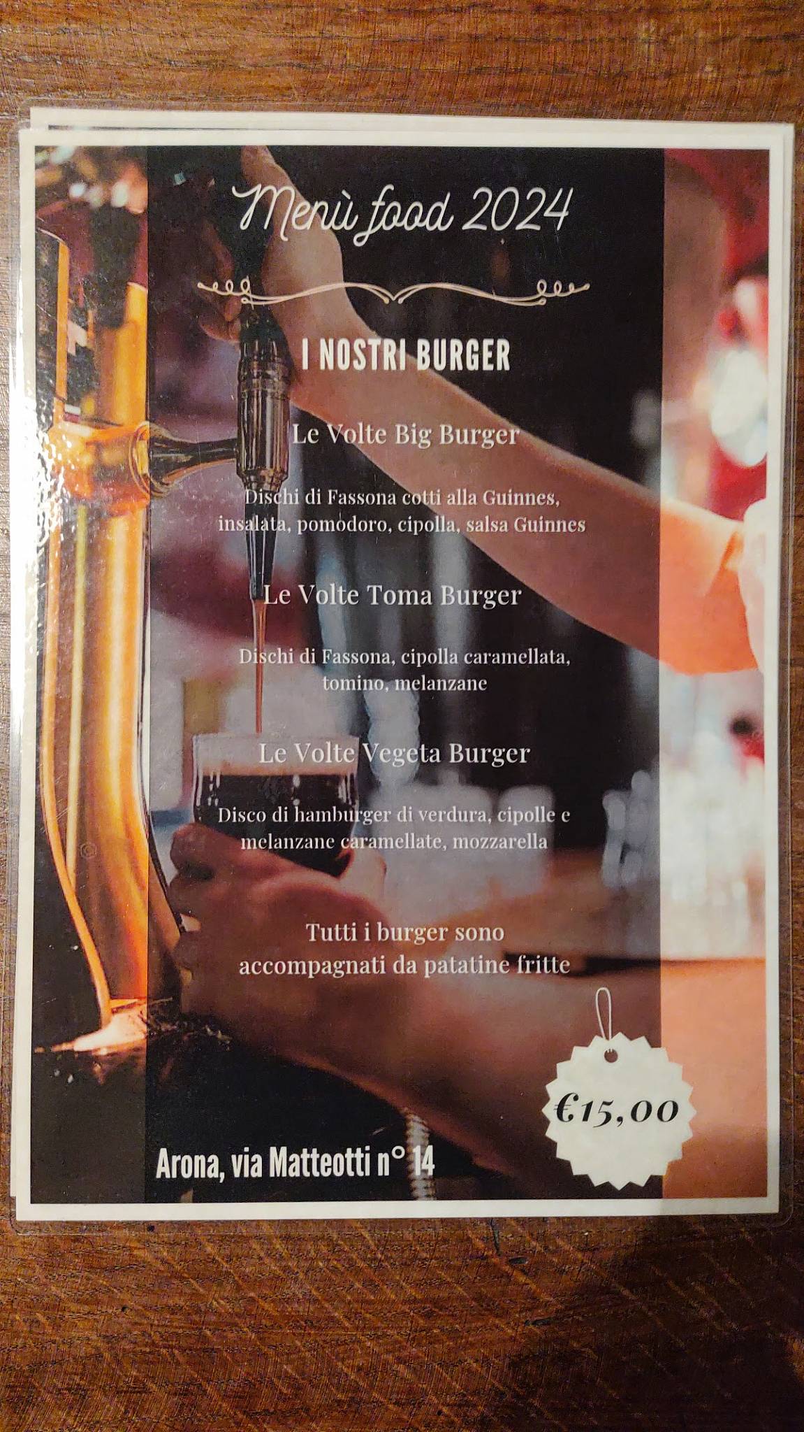Menu da Le Volte ristorante, Arona