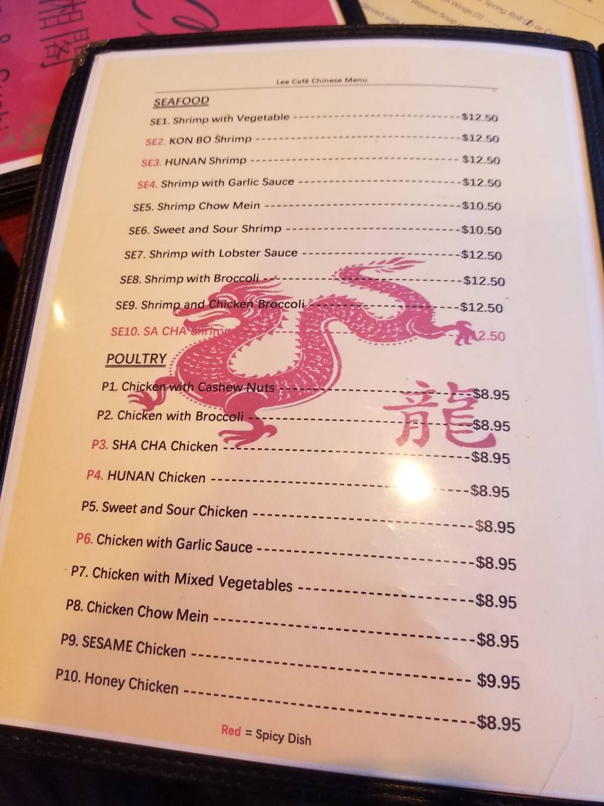 Menu at Lee Cafe, Fort Mill, Regent Pkwy