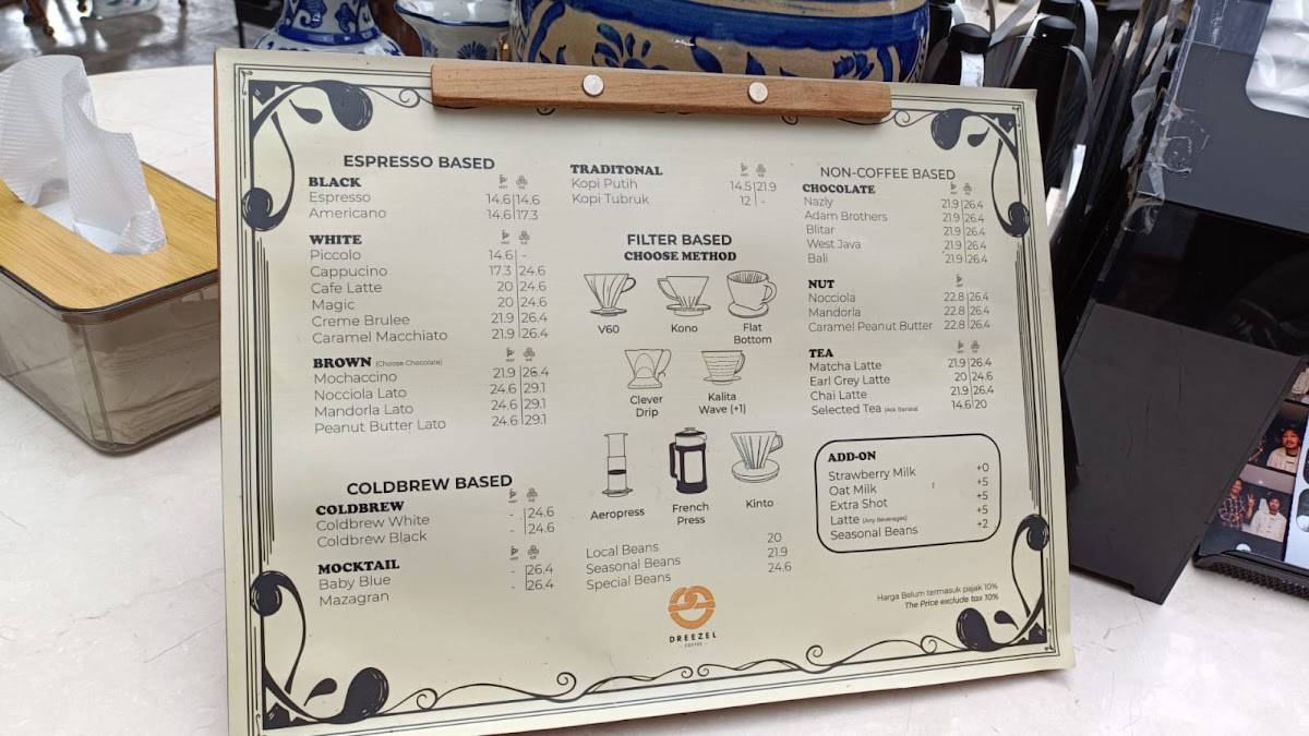 Menu at Dreezel Coffee Lembang restaurant, Lembang