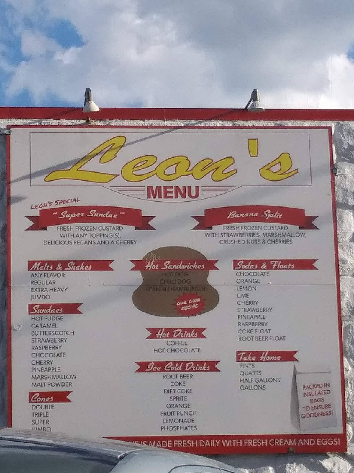 Menu at Leon's Frozen Custard desserts, Milwaukee