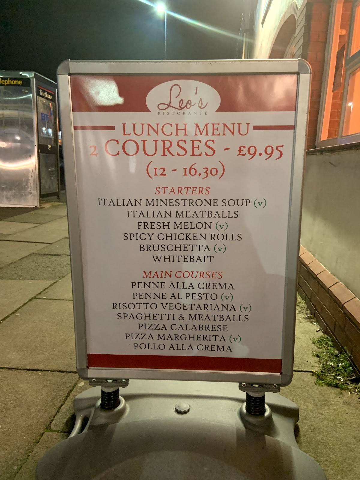 Menu at LEO'S ITALIAN RESTAURANT, Manchester, 198 Monton Rd