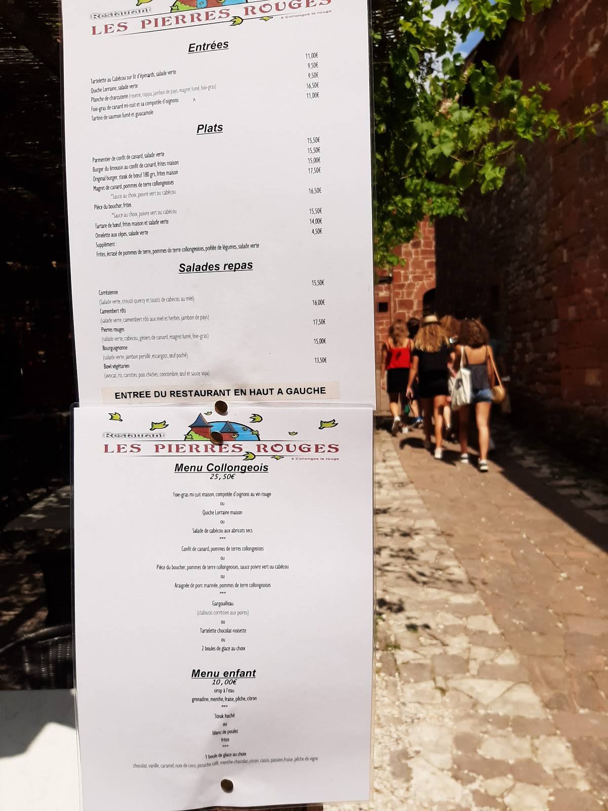 Menu au Les Pierres Rouges restaurant, Collonges-la-Rouge