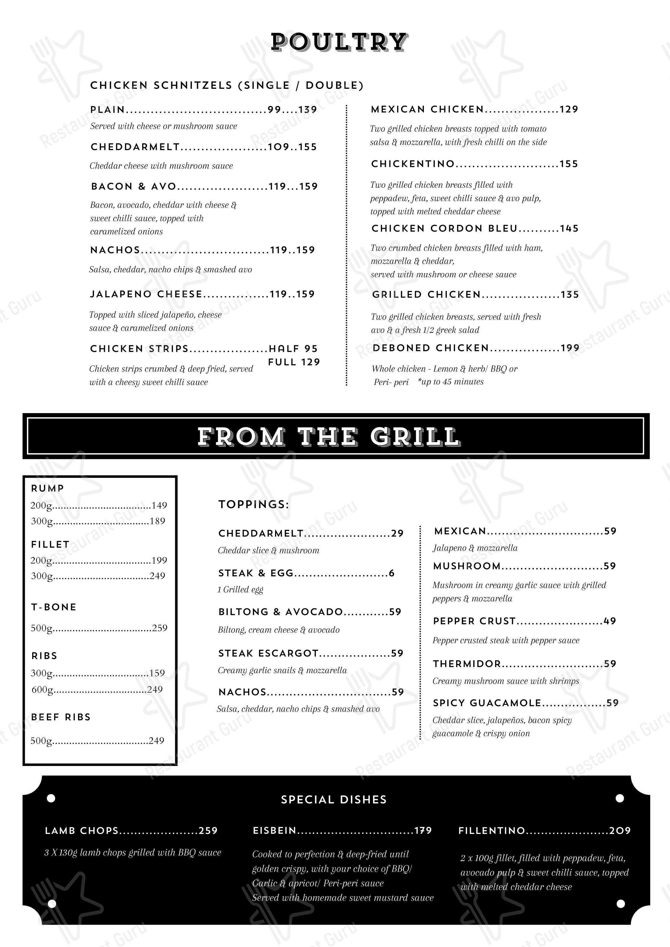 Menu at Letaba Junction restaurant, Letsitele