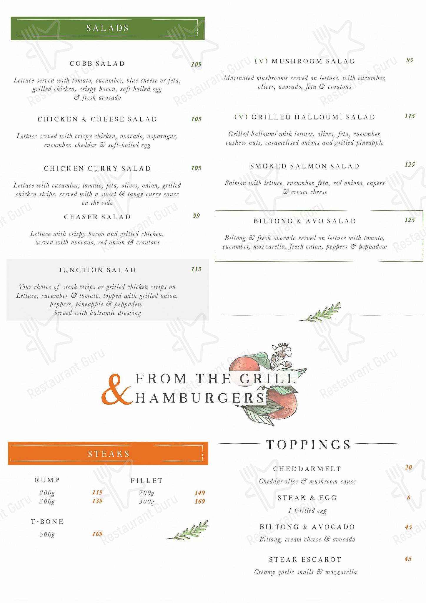 Menu at Letaba Junction restaurant, Letsitele