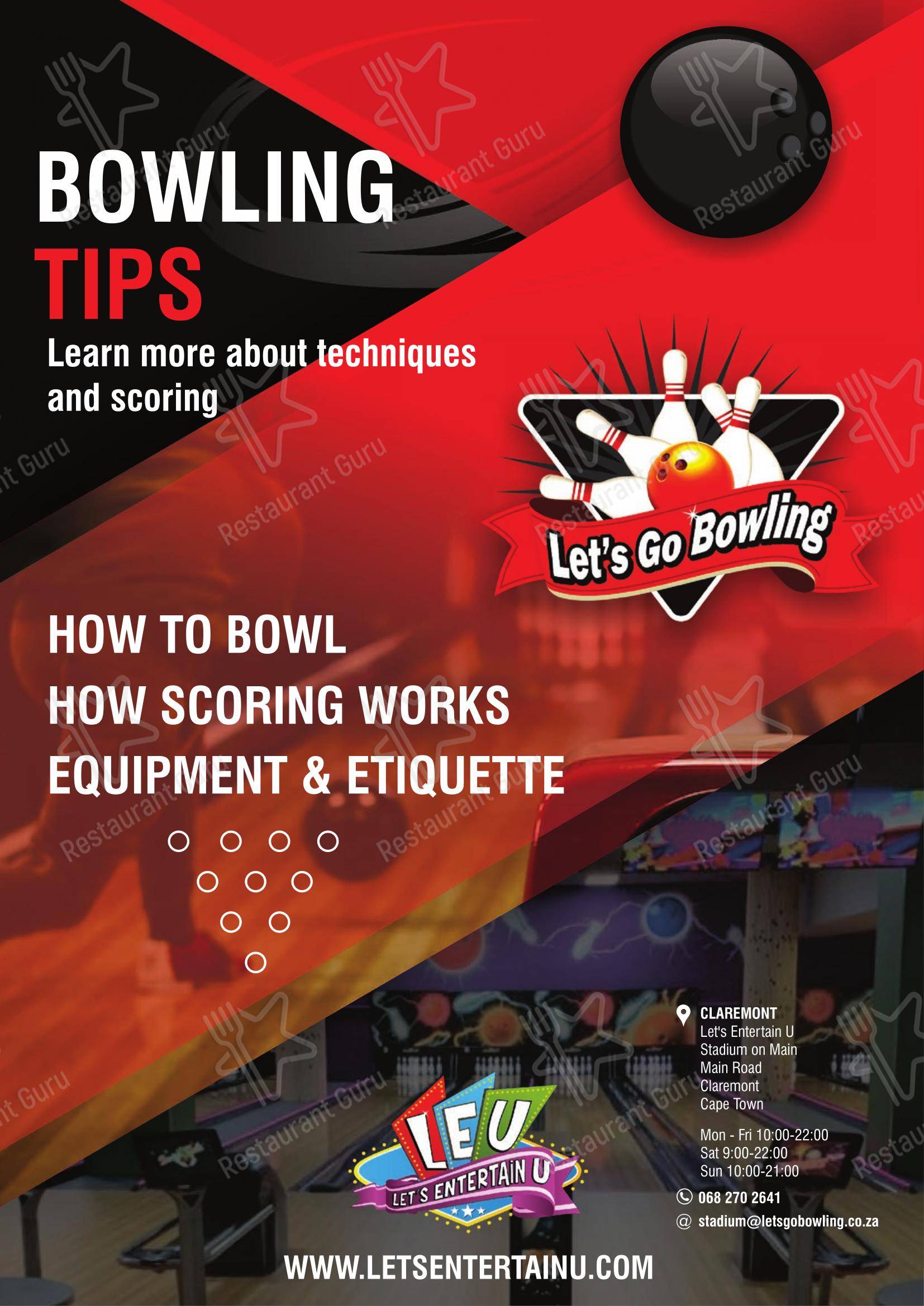 Menu at Lets Go Bowling - Stadium on Main restaurant, Cape Town