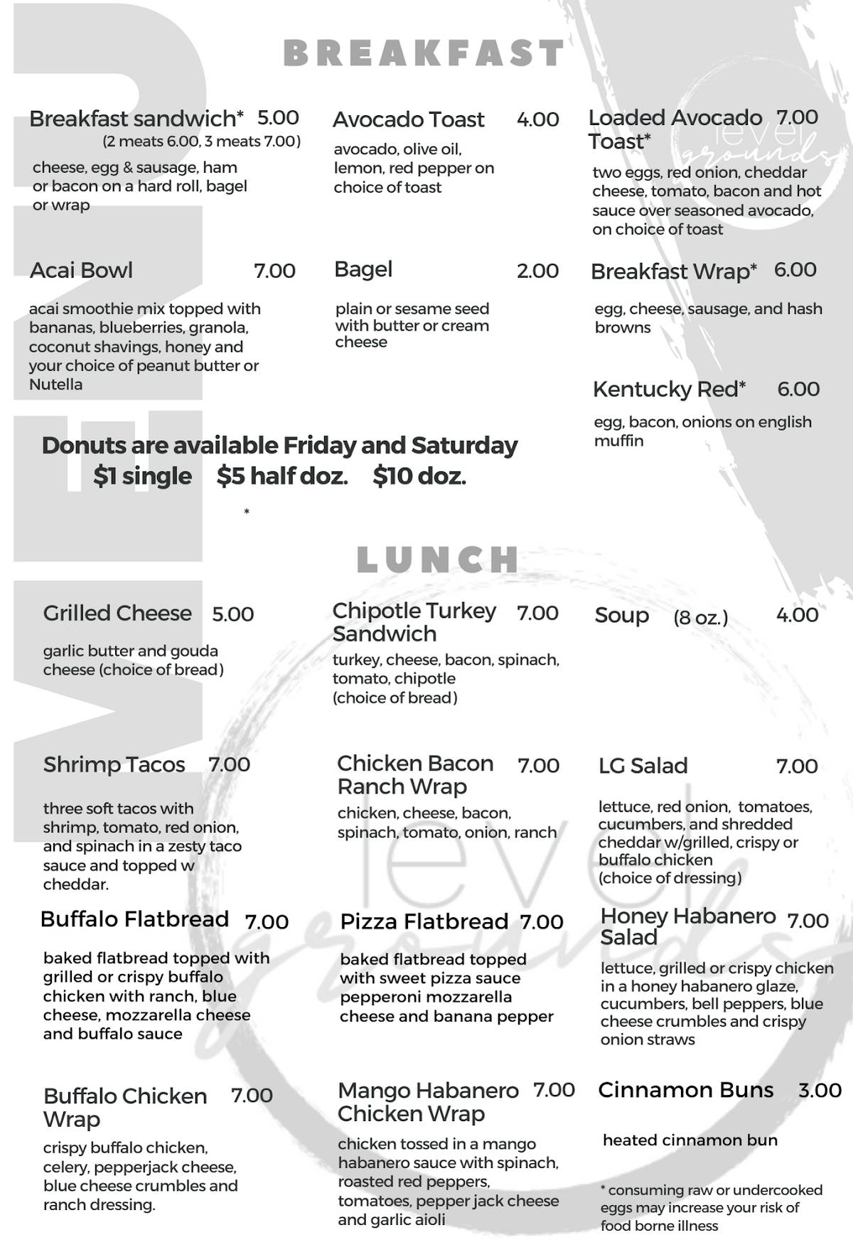 Menu at Level Grounds Cafe, Honesdale