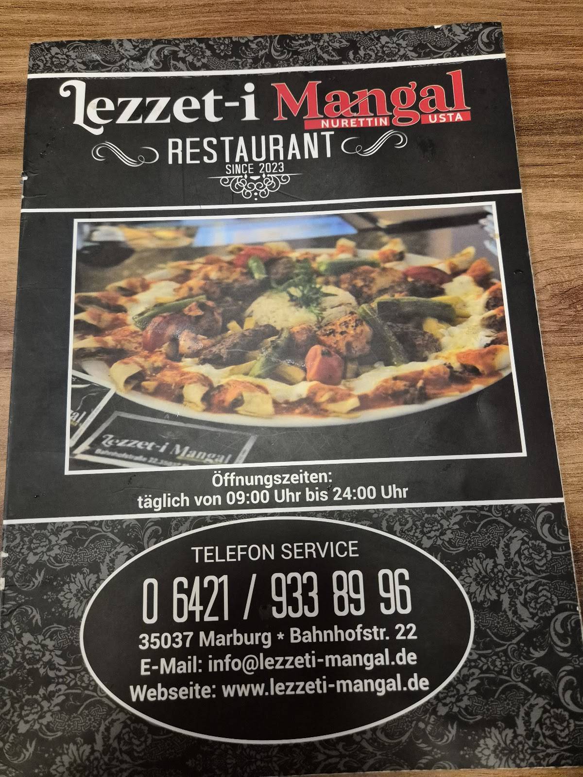 Menu at Lezzet-i Mangal restaurant, Marburg