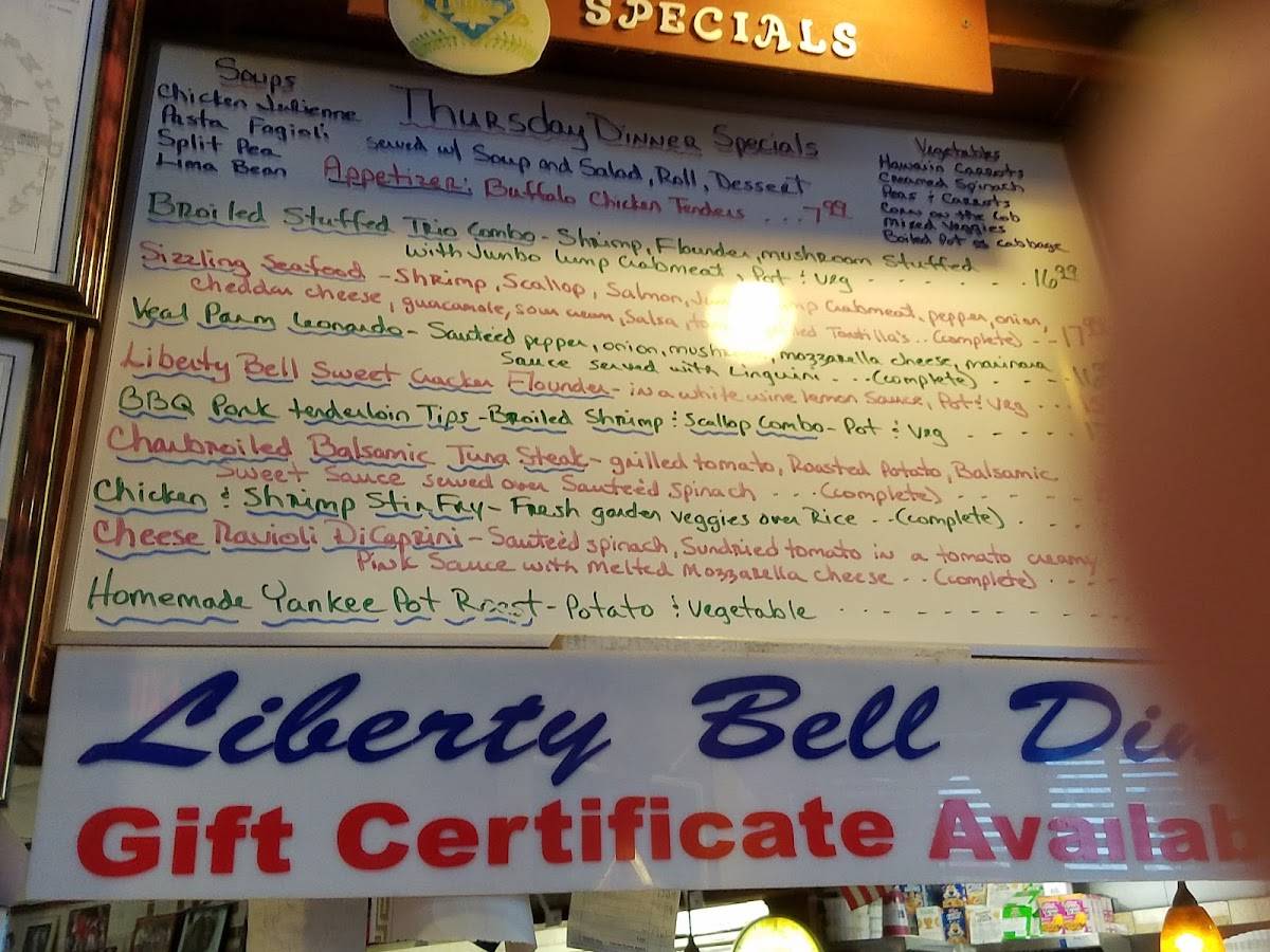 Menu at Liberty Bell Diner restaurant, Philadelphia, 8445 Frankford Ave