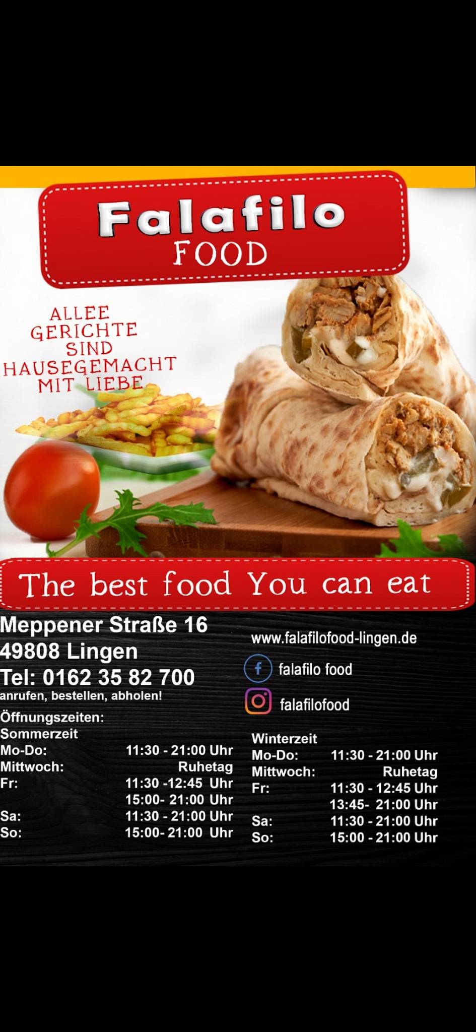 Speisekarte von Falafilo Food restaurant, Lingen (Ems)
