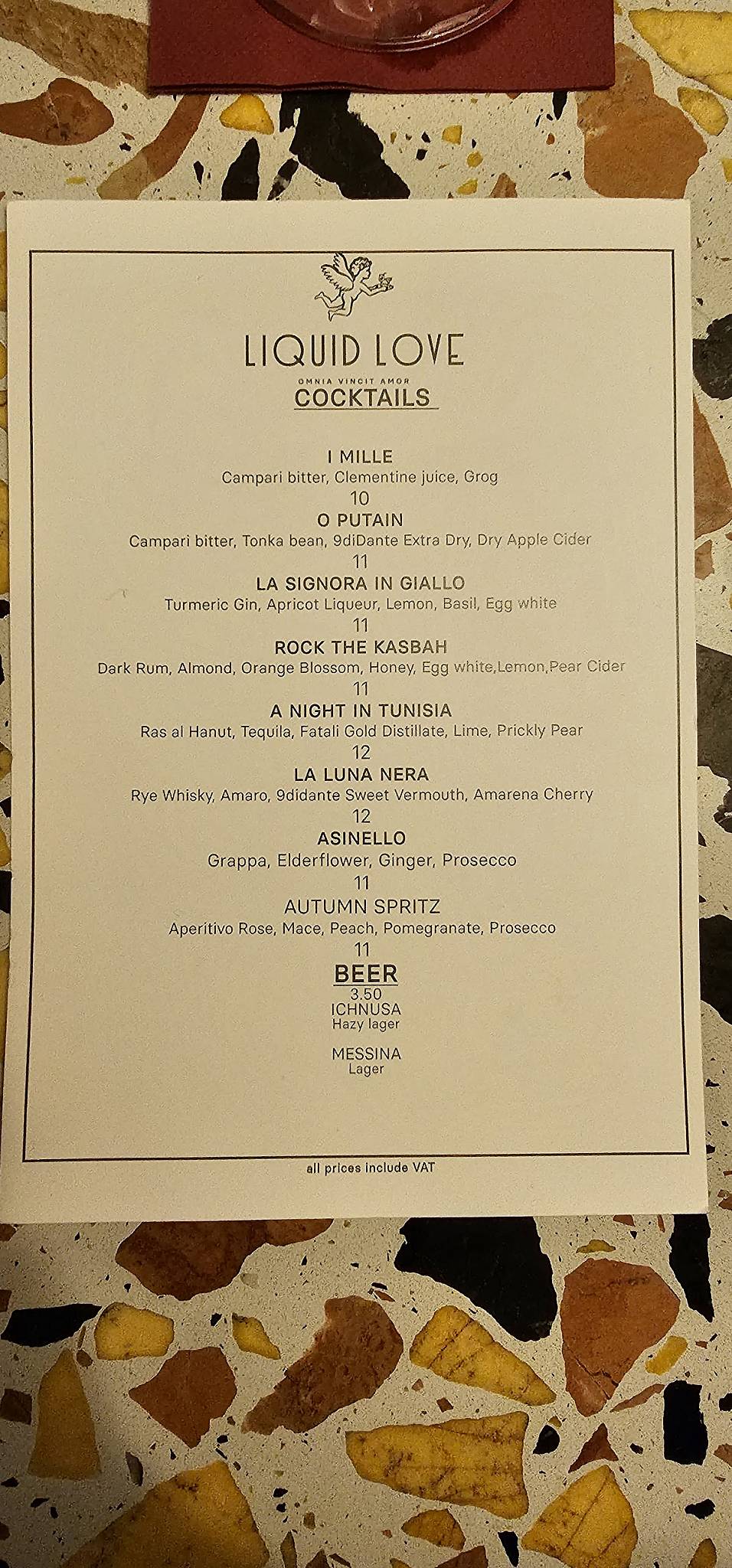 Menu at Liquid Love Cocktails and Food pub & bar, Lisbon