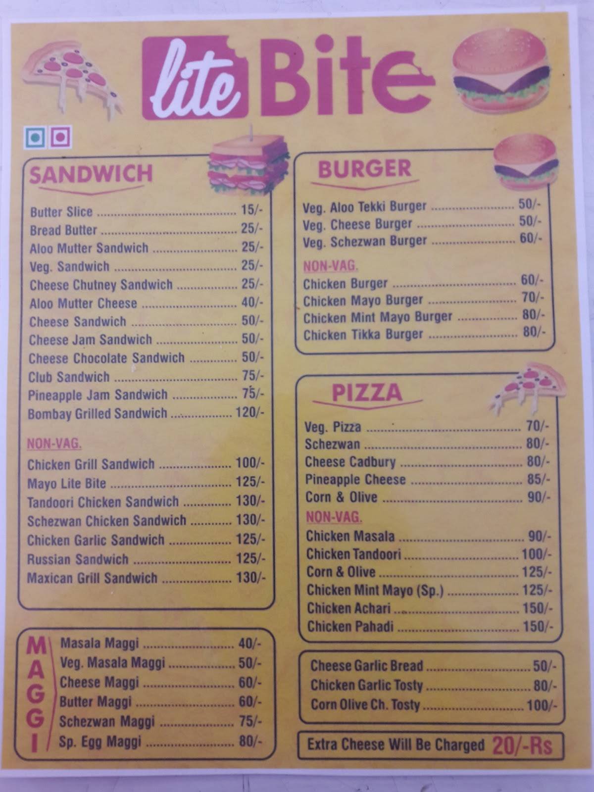 Menu at Lite Bite, Ahmedabad