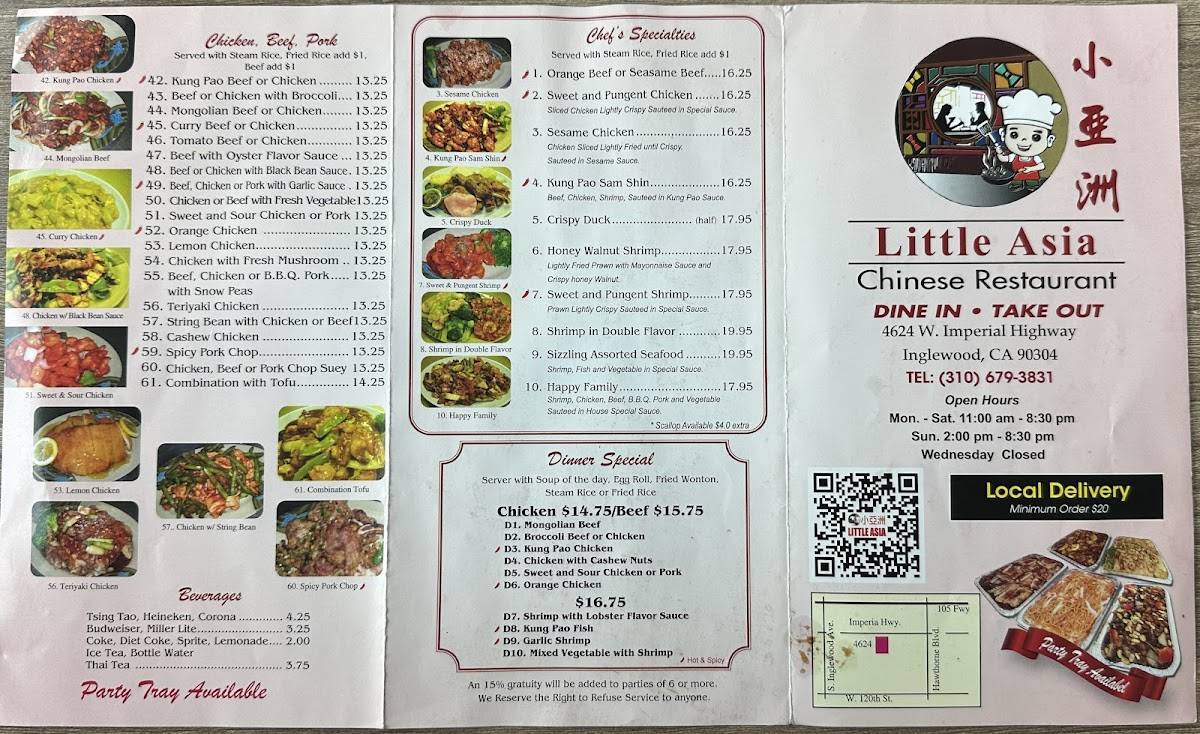 Menu at Little Asia Chinese Restaurant, Inglewood, Imperial Hwy.