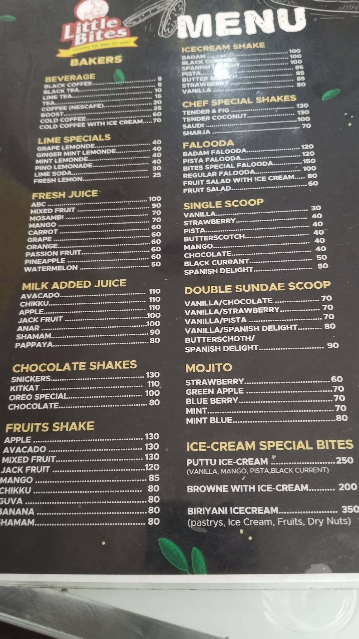 Menu at Little Bites Bakers Kanjikuzhy, Kottayam, Pulicikal Building