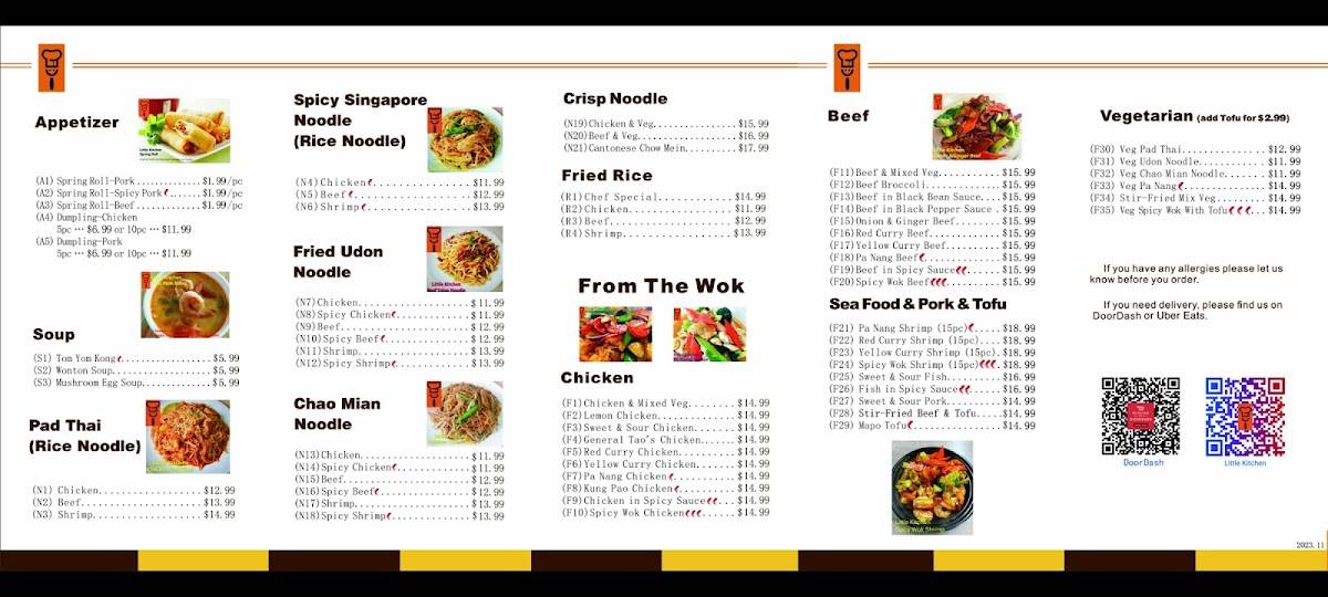 Menu at Little Kitchen restaurant, Kingston