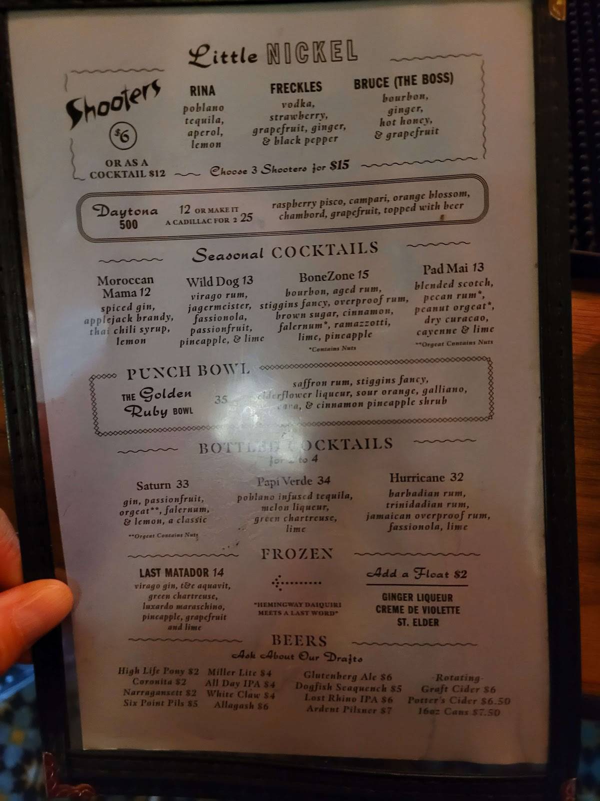 Menu at Little Nickel pub & bar, Richmond