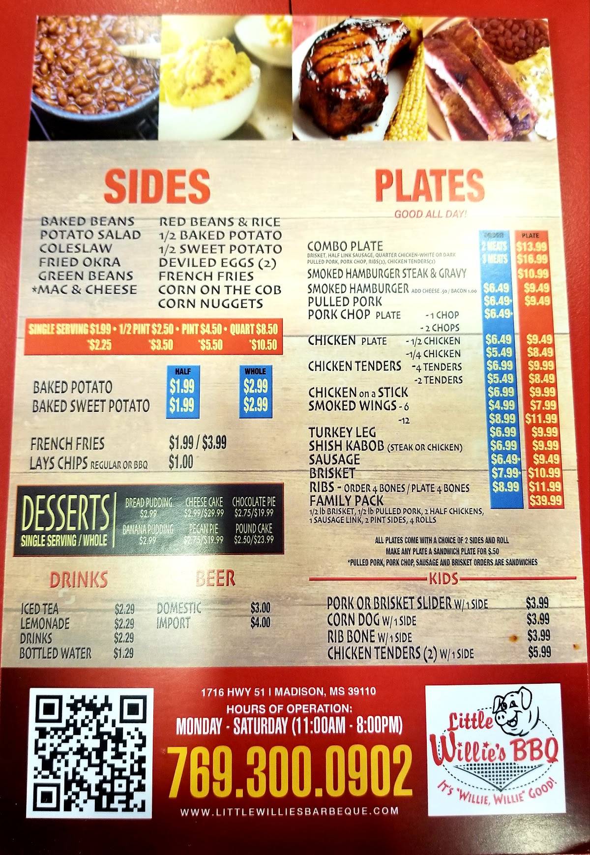 Menu at Little Willie’s BBQ Madison, Madison