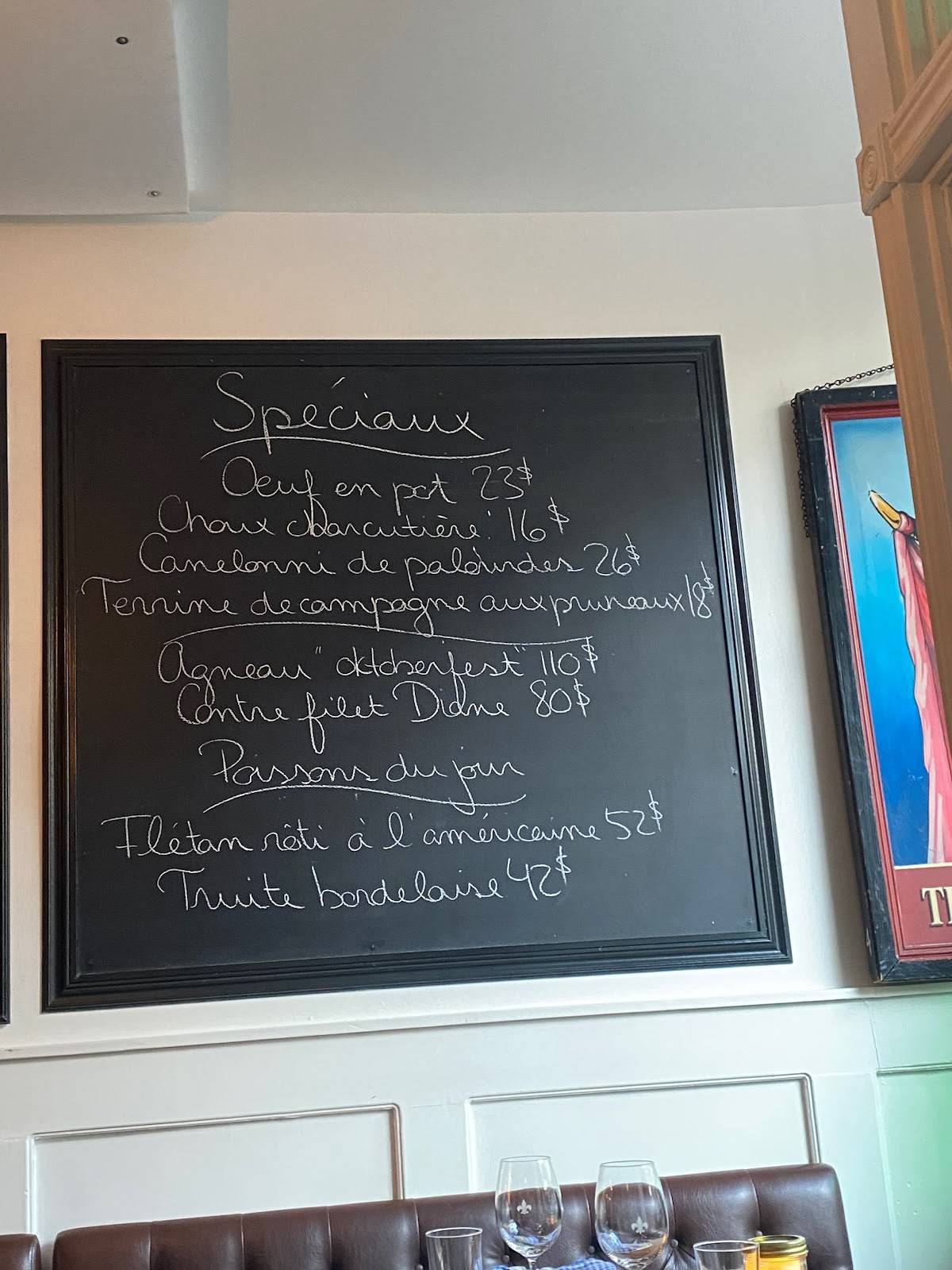 Menu au Liverpool House restaurant, Montréal