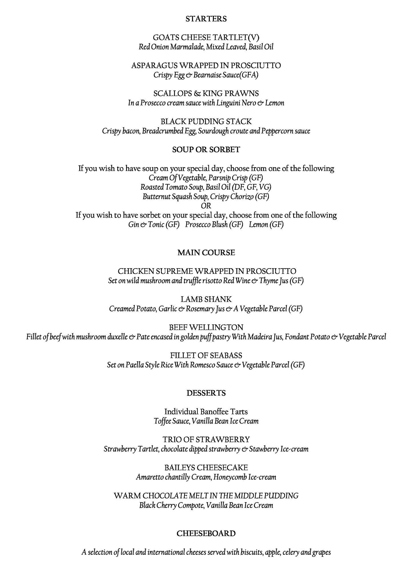 Menu at The Royal Hotel pub & bar, Waterloo
