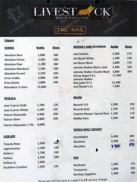 Menu at Livestock restaurant, Quezon City, 116 Eastwood Ave