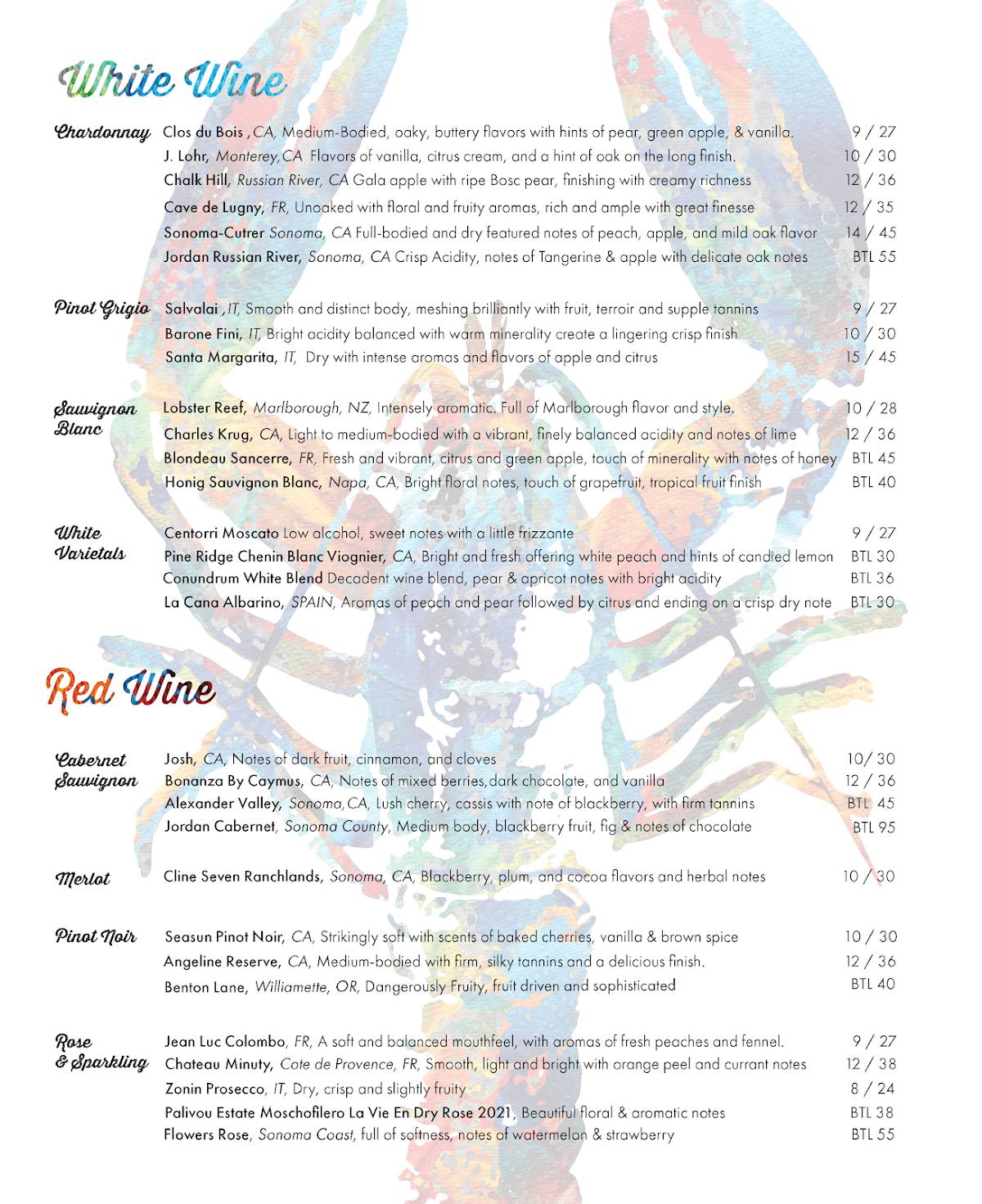 Menu at Lobsta Land Restaurant, Gloucester