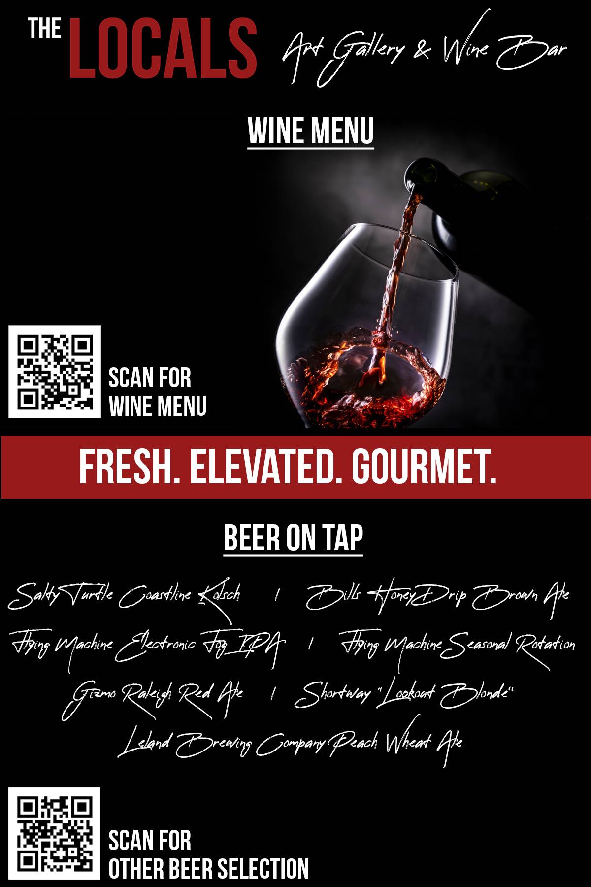 Menu at Locals Art Gallery & Wine Bar, Surf City