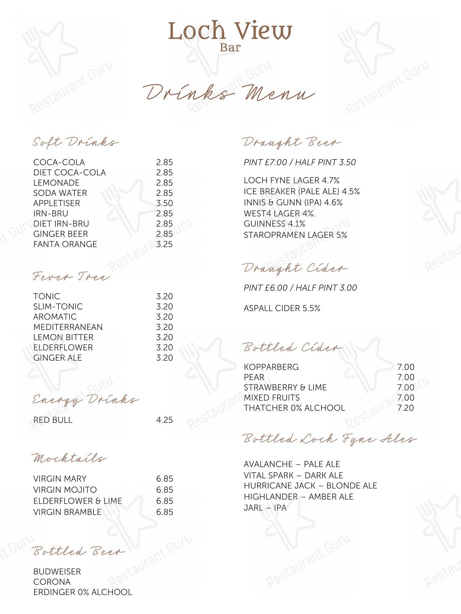 Menu at Loch Fyne Hotel & Spa restaurant, Inveraray