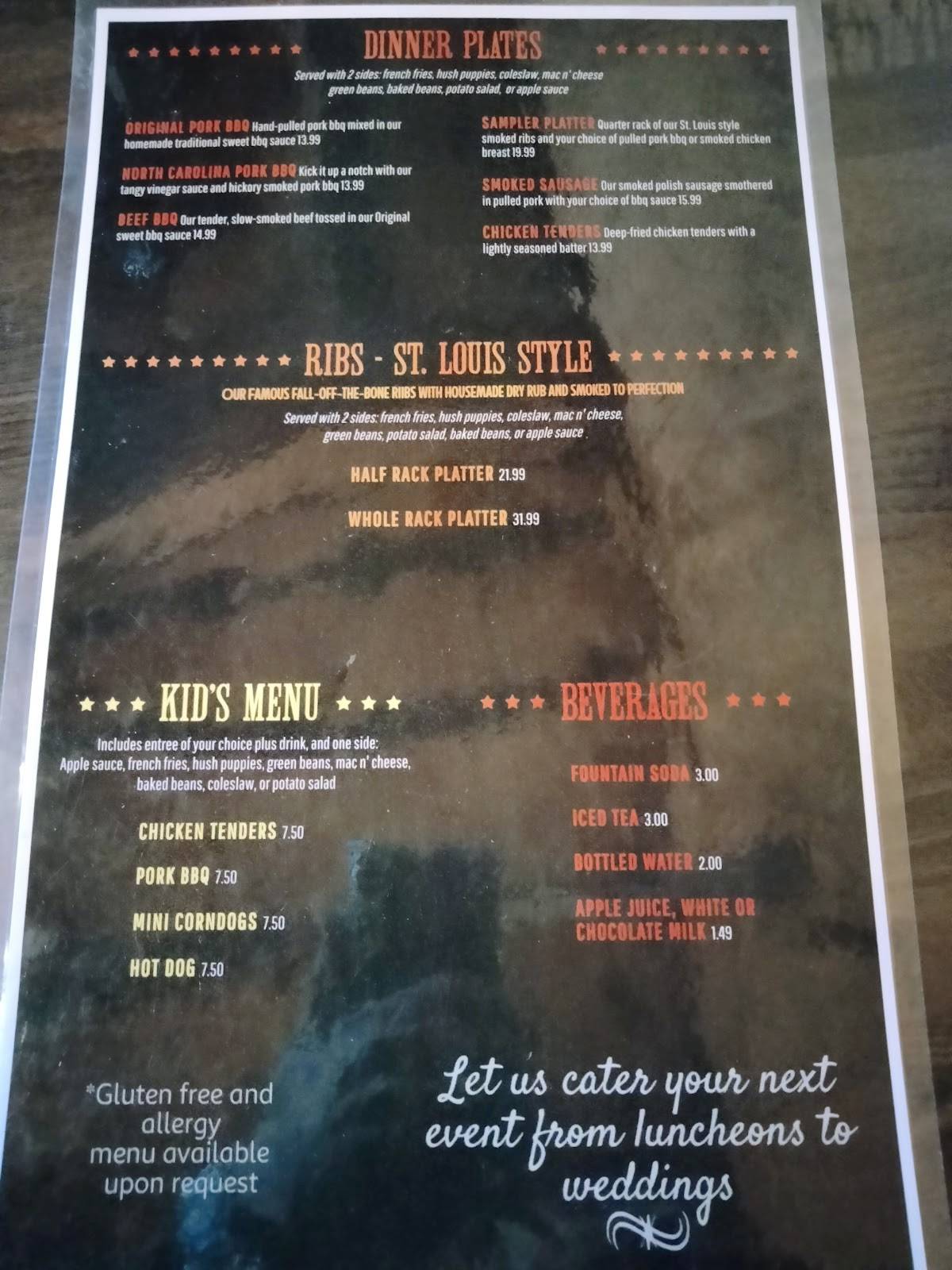 Menu at Log Cabin Barbecue, McGaheysville, Spotswood Trail