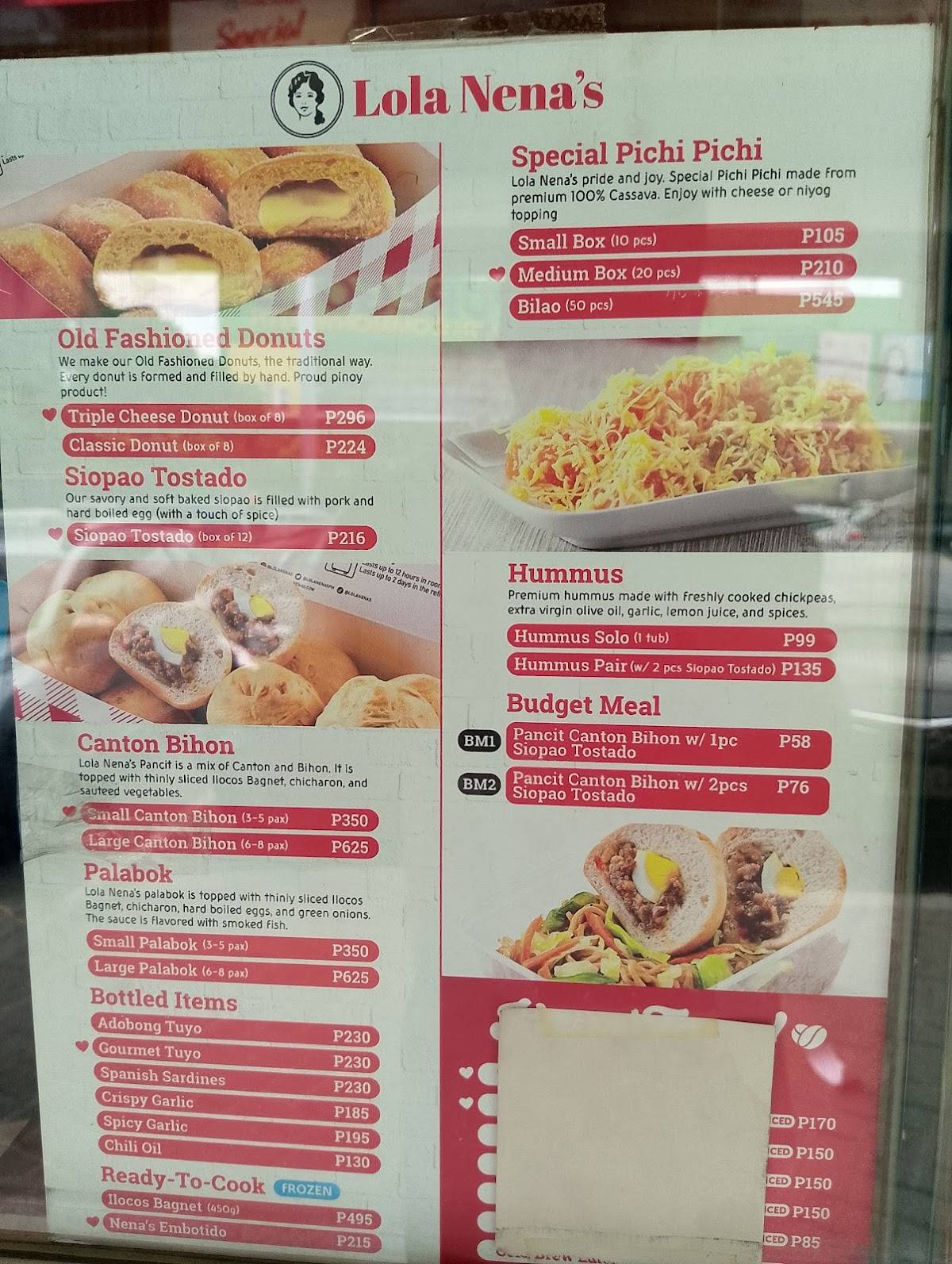 Carta del restaurante Lola Nena's Fairview, Ciudad Quezon