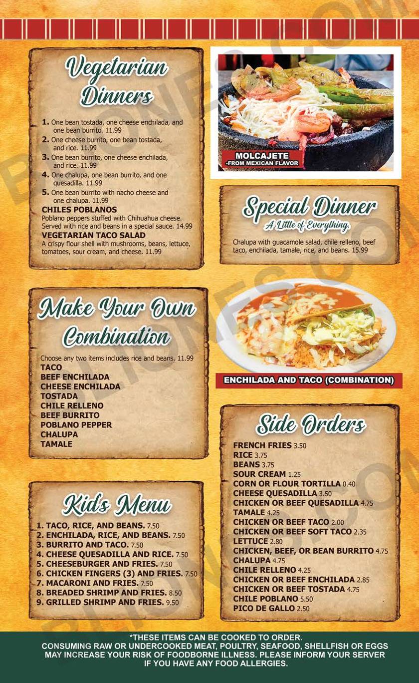 Menu at Lomita's Mexican Restaurant, Fort Dodge