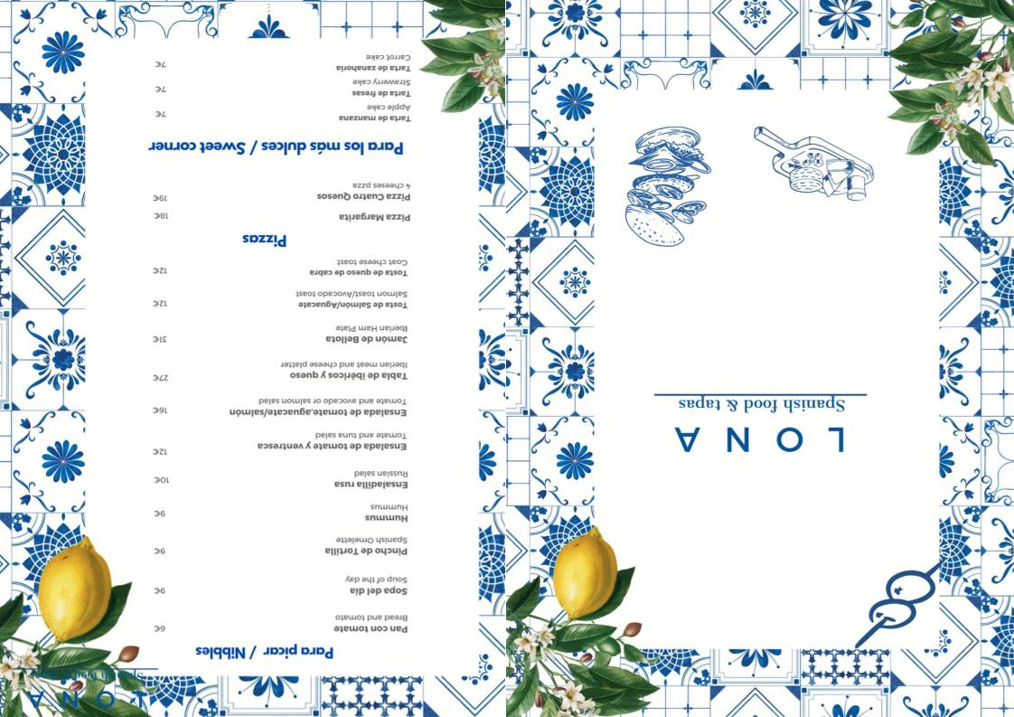 Carta del restaurante Lona, Madrid