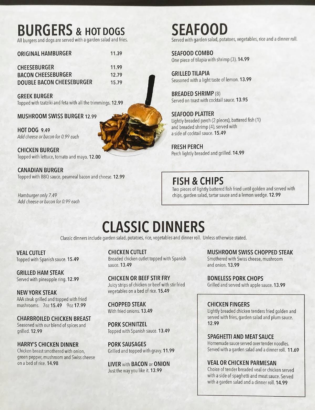 Menu at Harry's Restaurant, London