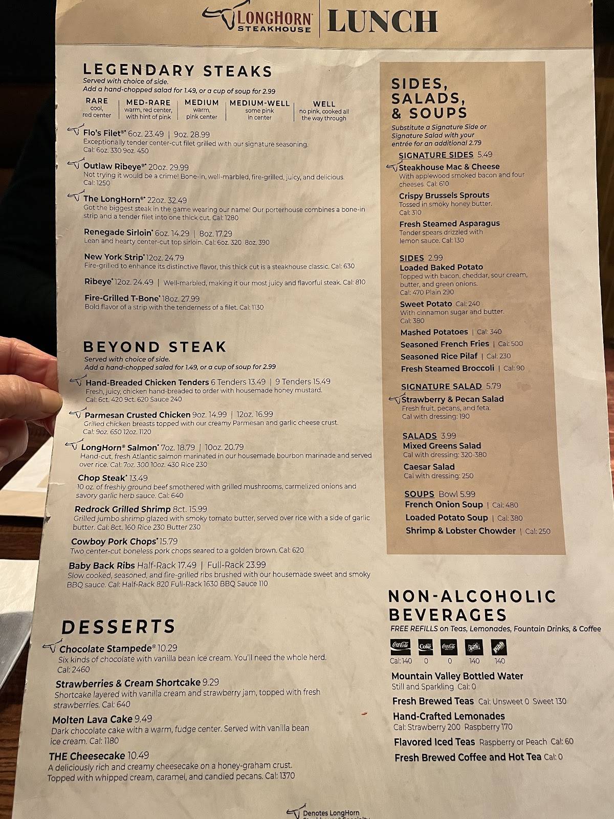Menu at LongHorn Steakhouse, Mount Olive Township, 50-J International Dr S