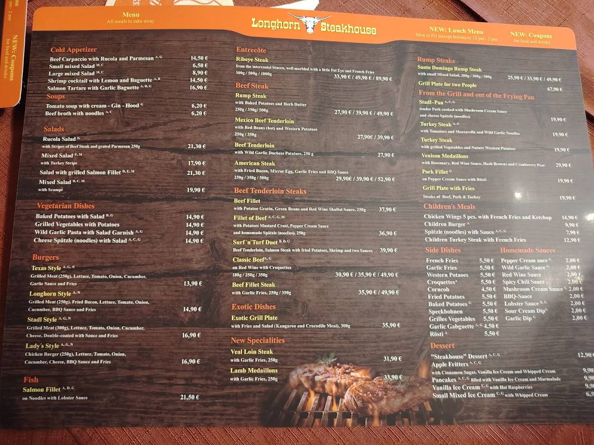 Speisekarte von Longhorn-Steakhouse - F A M Gastro Event Gbr, Schechen