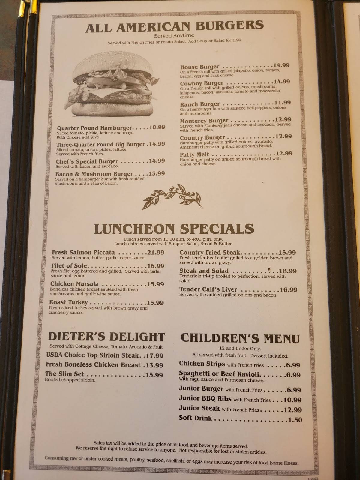 Menu at Longhouse Restaurant, Gilroy, Monterey Hwy