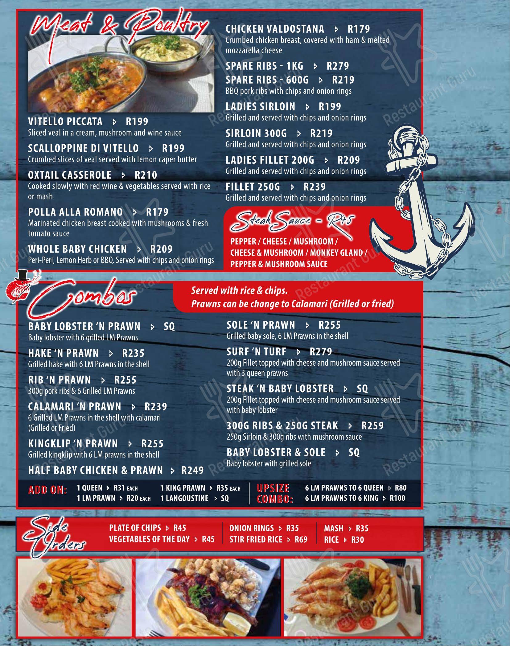 Menu at Lord Prawn Fish & Grill restaurant, Durban