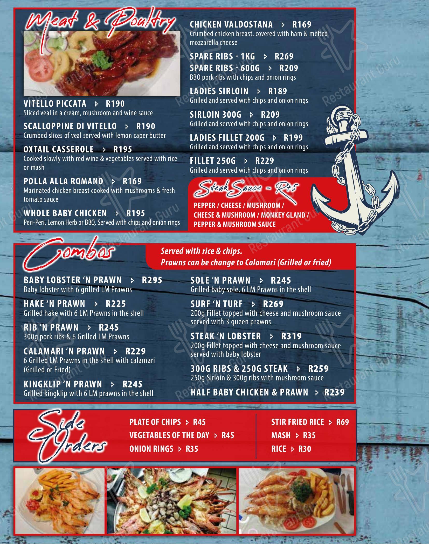 Menu at Lord Prawn Fish & Grill restaurant, Durban