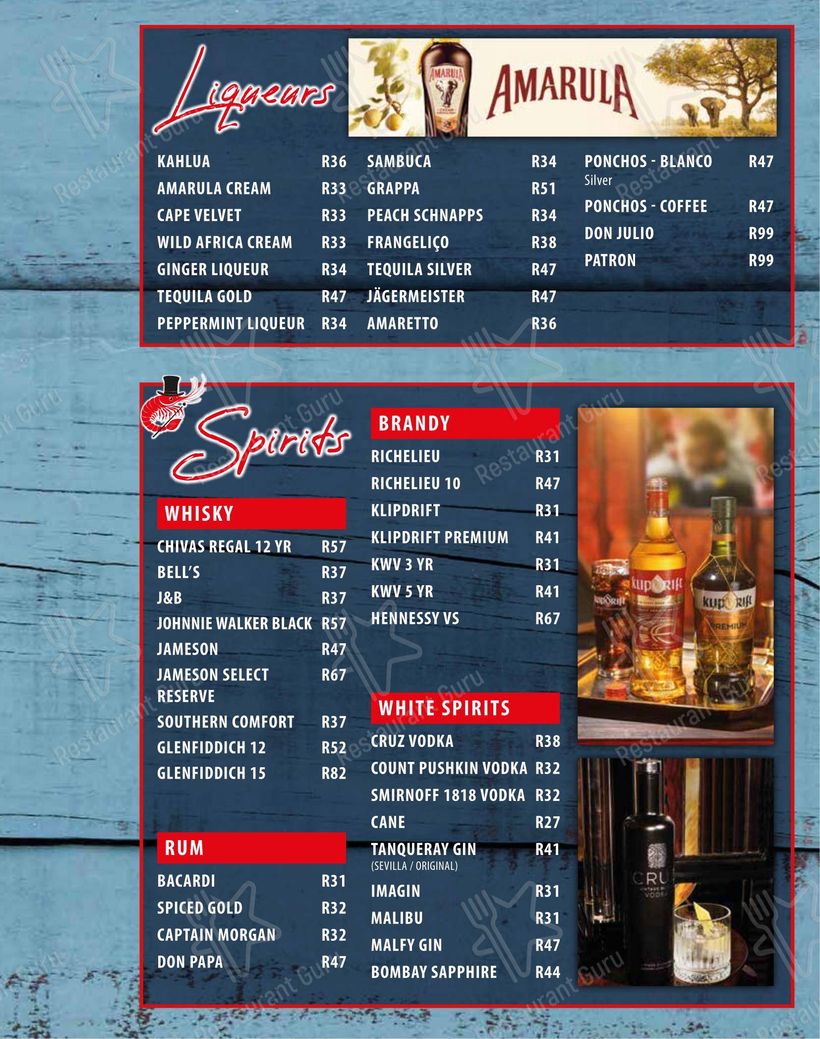 Menu at Lord Prawn Fish & Grill restaurant, Durban