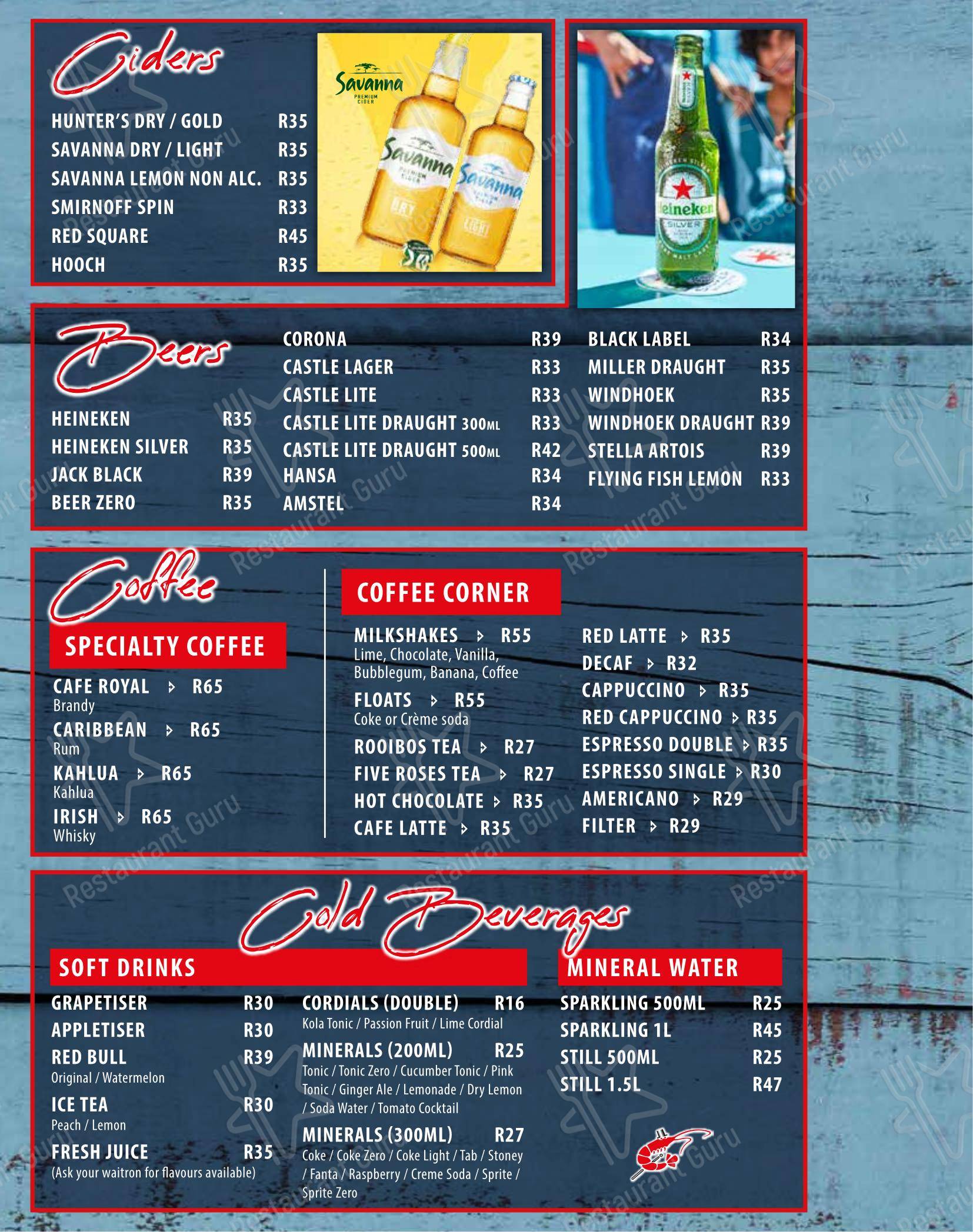 Menu at Lord Prawn Fish & Grill restaurant, Durban