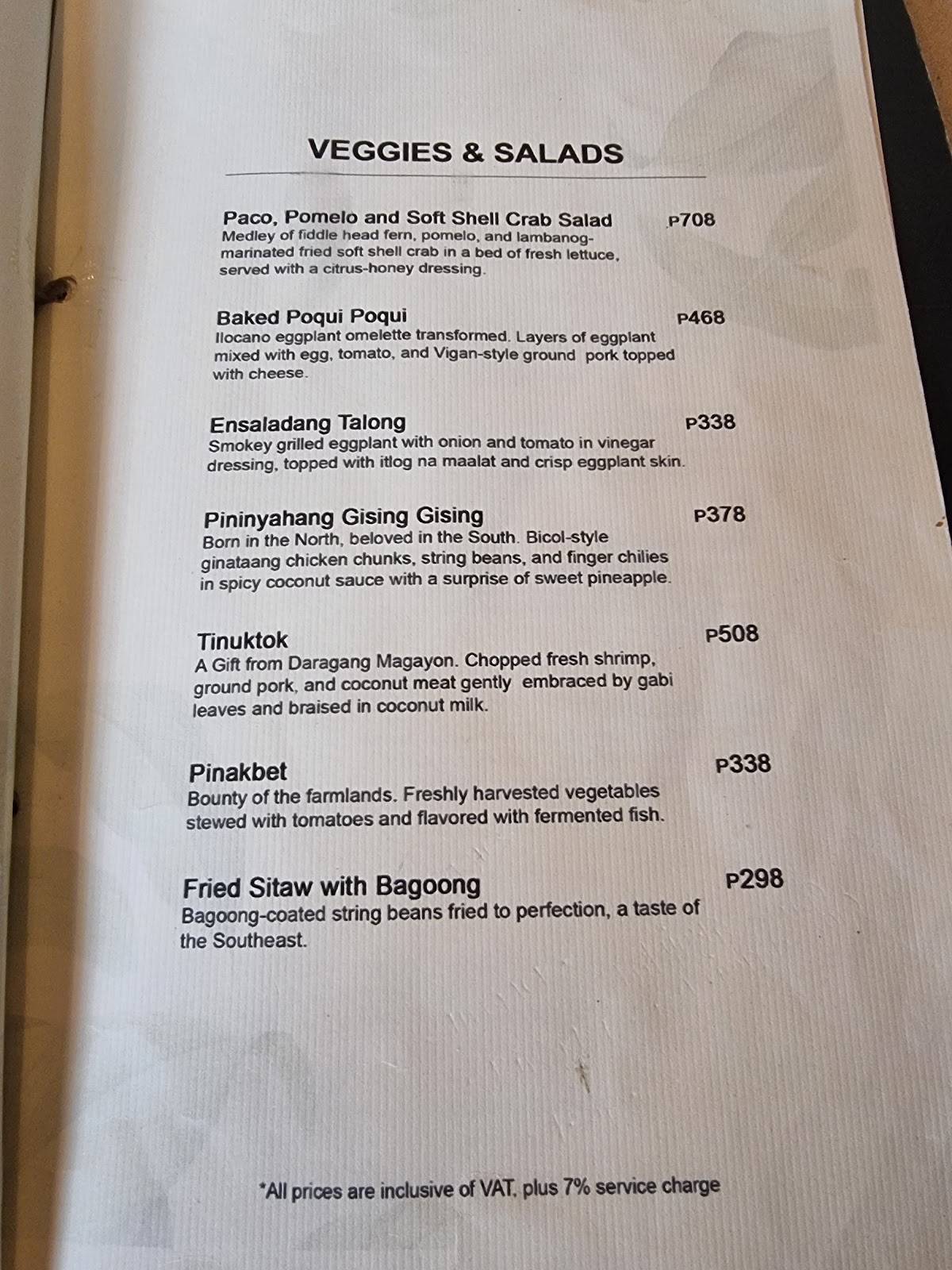 Menu at Lore by Chef Tatung restaurant, Taguig