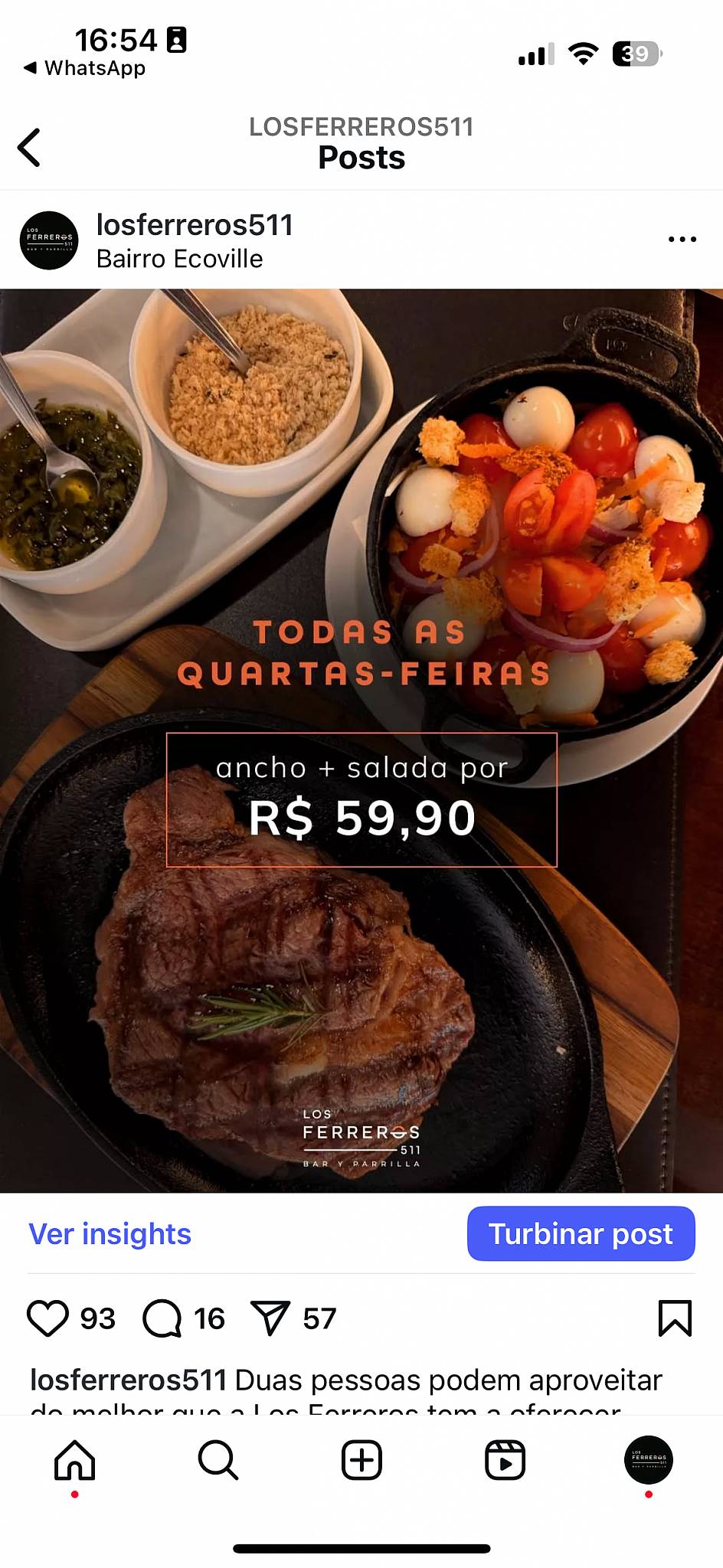 Menu at Los Ferreros 511 (Bar y Parrilla), Porto Alegre
