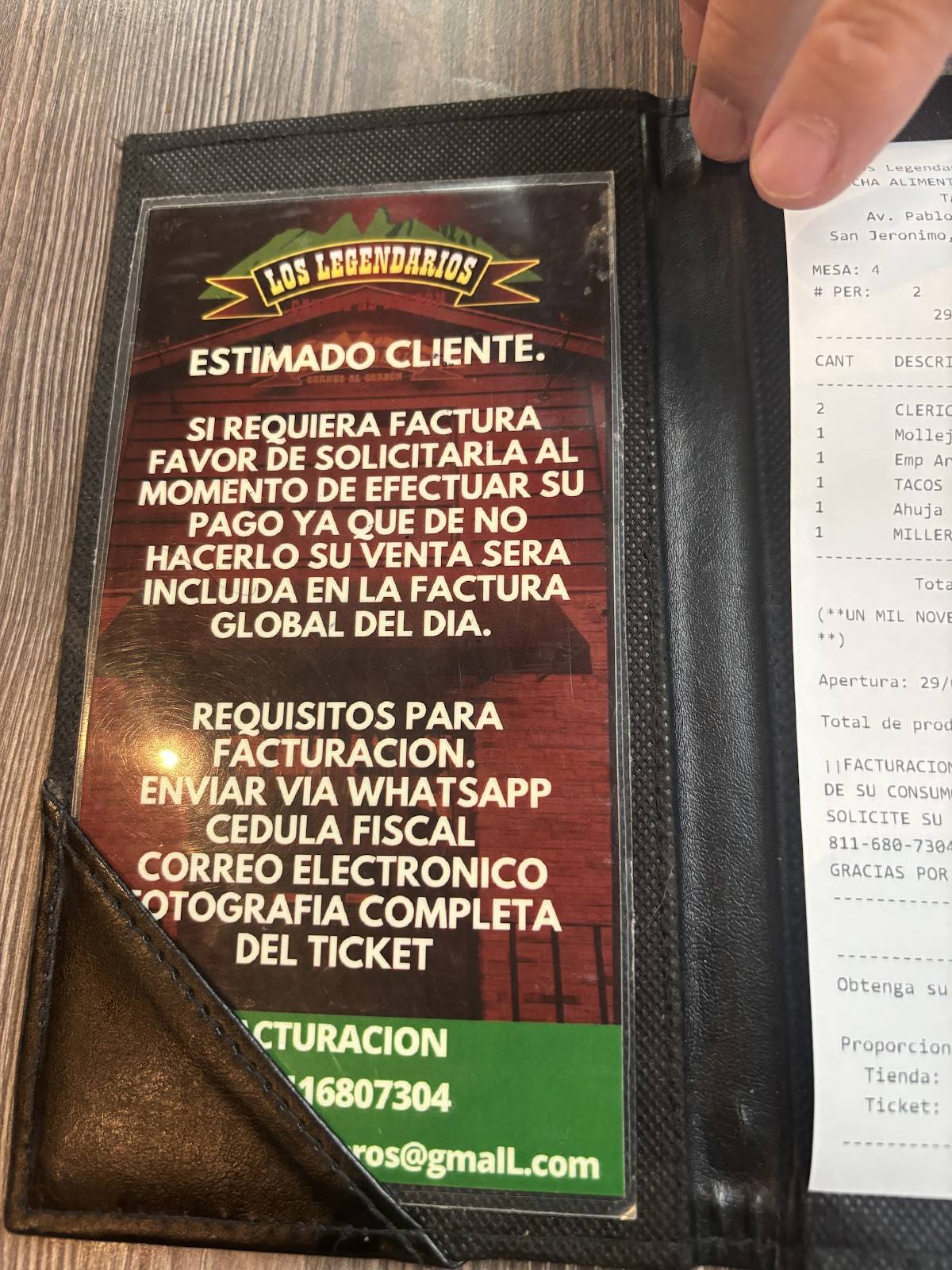 Carta del restaurante Los Legendarios Suc.Fleteros, Monterrey